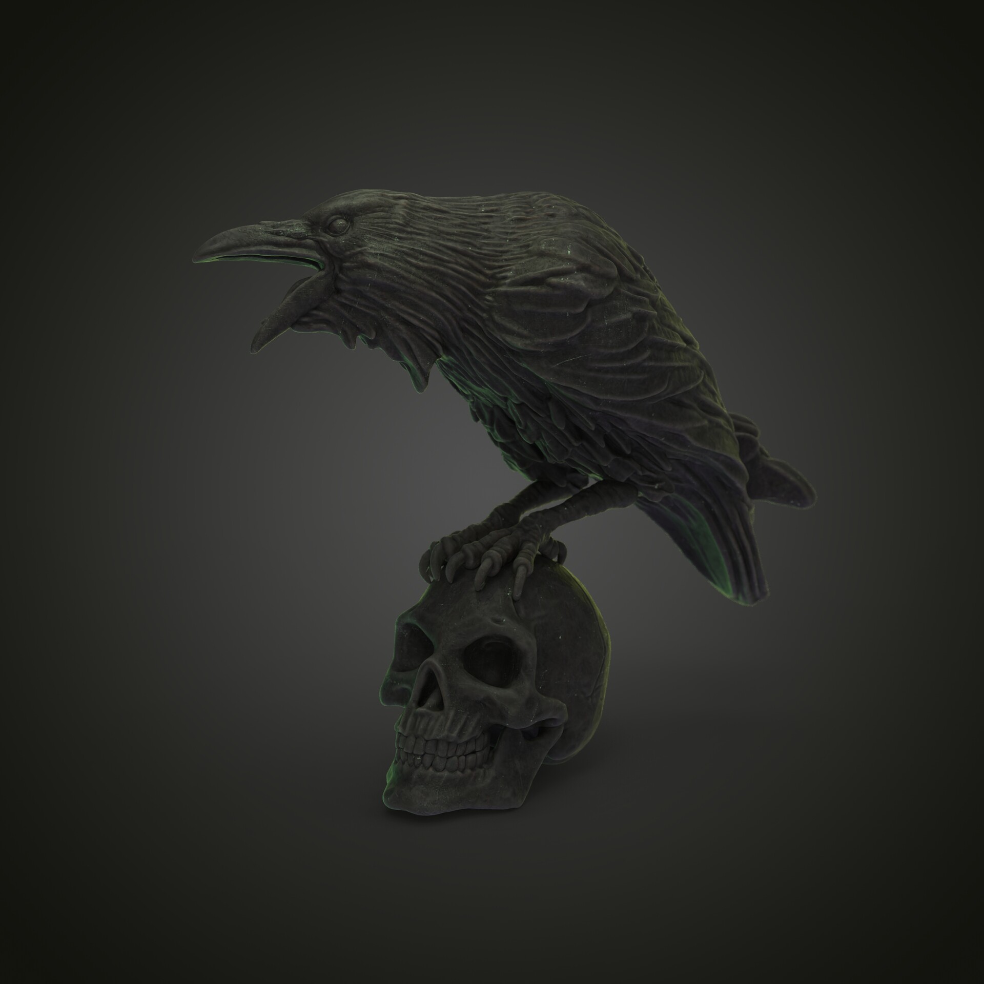 Gaetan Grey - Raven - Skull miniature STL