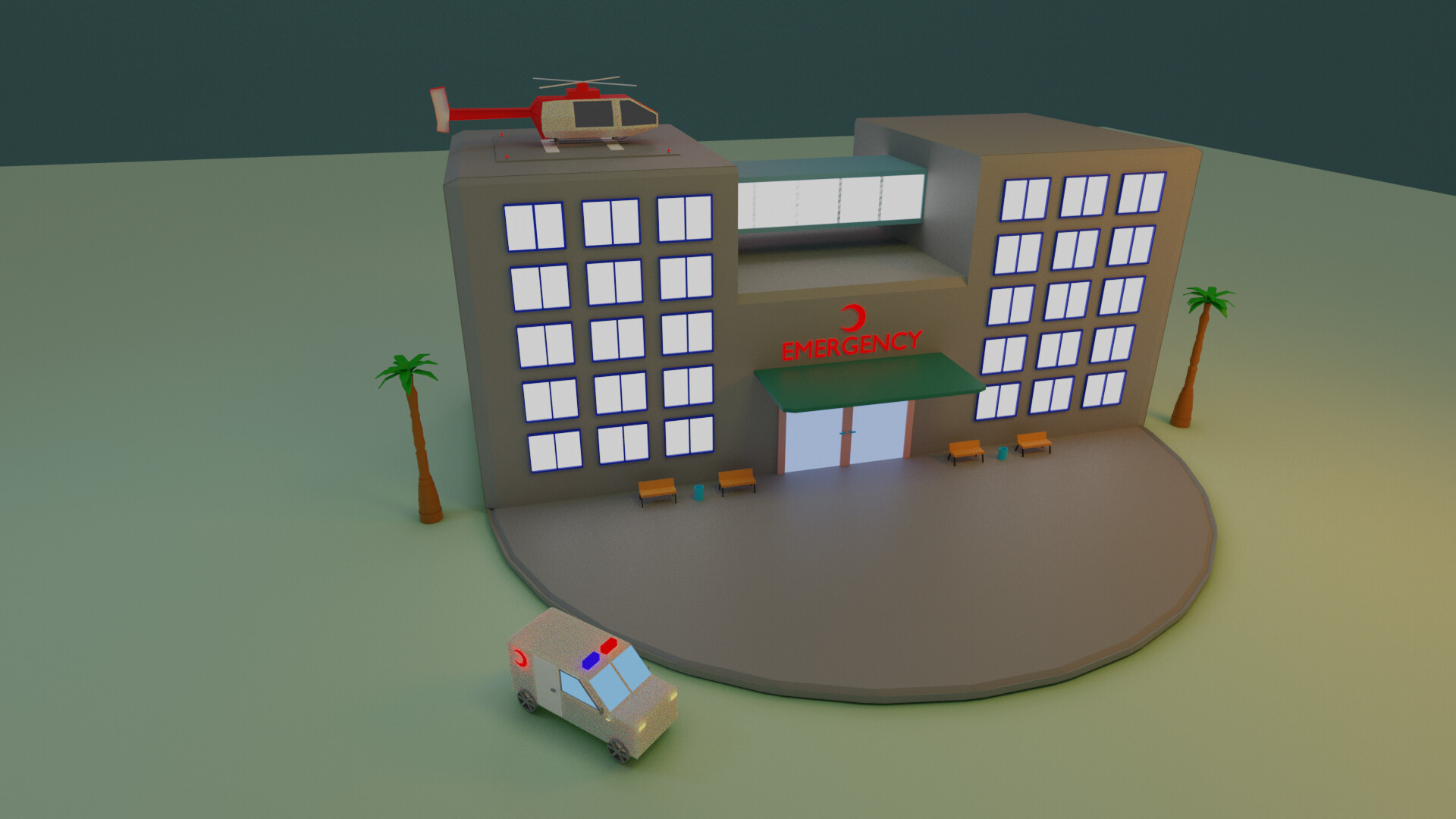 ArtStation - Low Poly Hospital Design