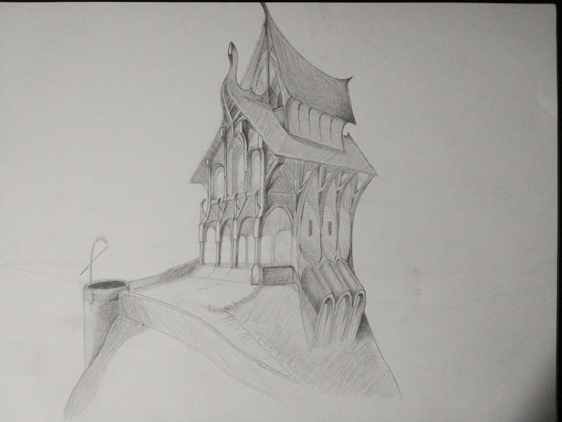 ArtStation - Building Perspective Pencil Drawing