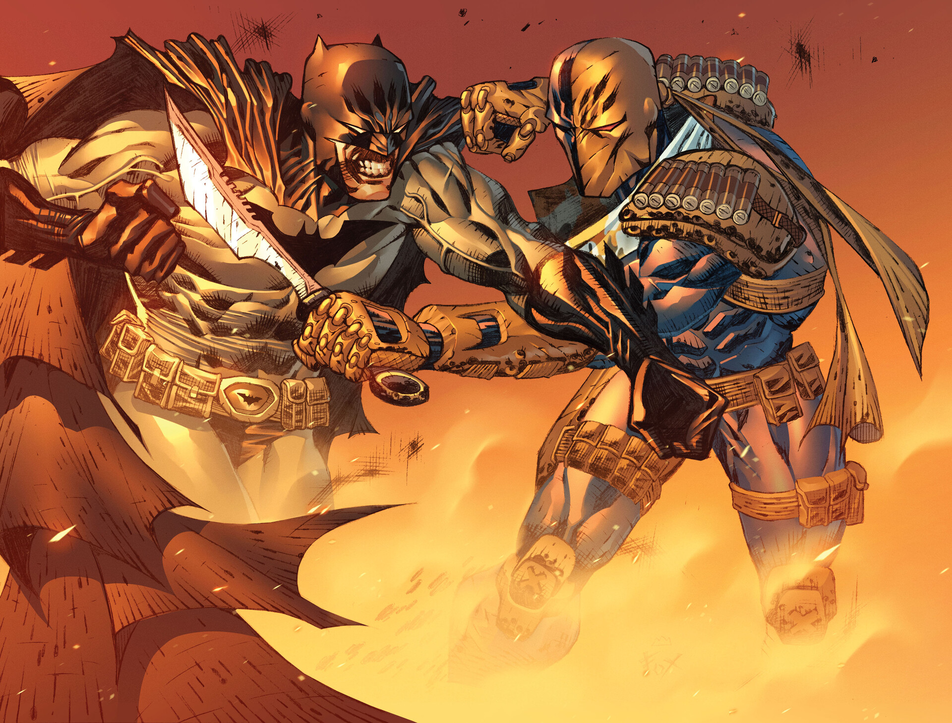 coloring pages of deathstroke vs batman