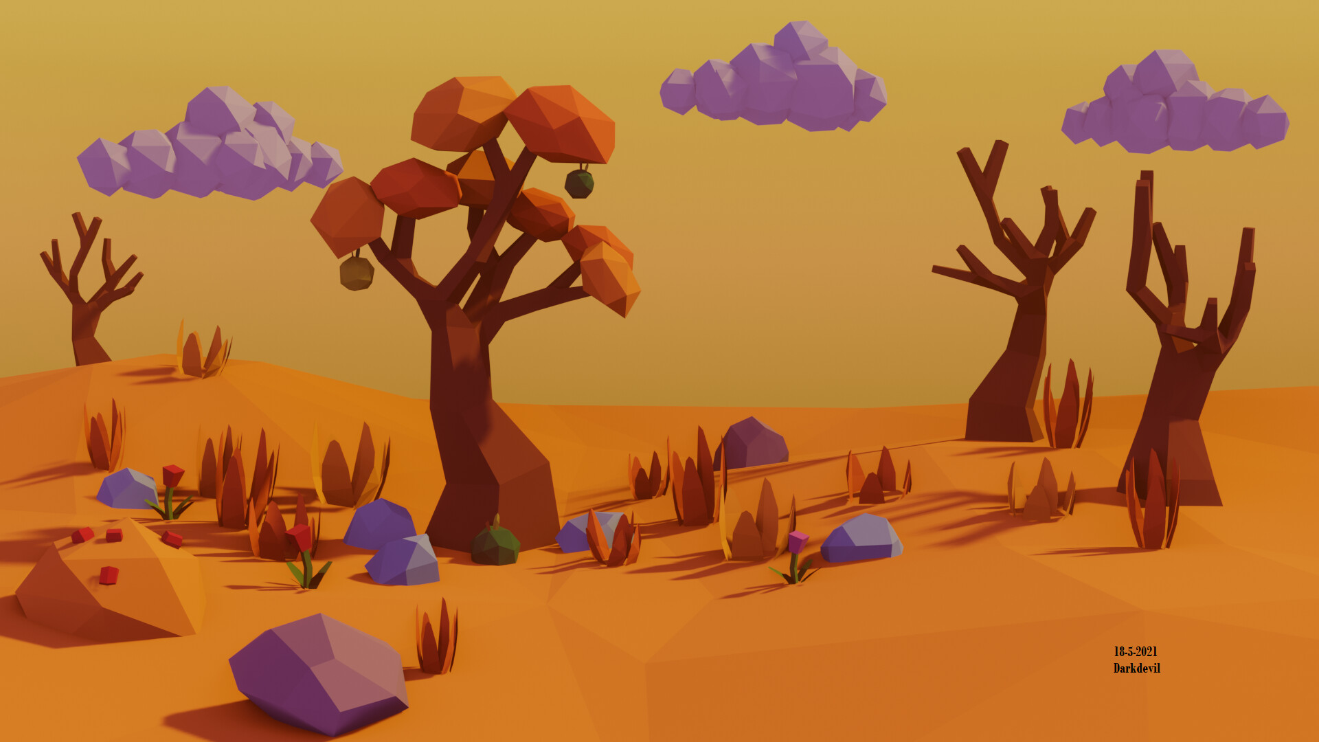 ArtStation - Low poly Tree Scene