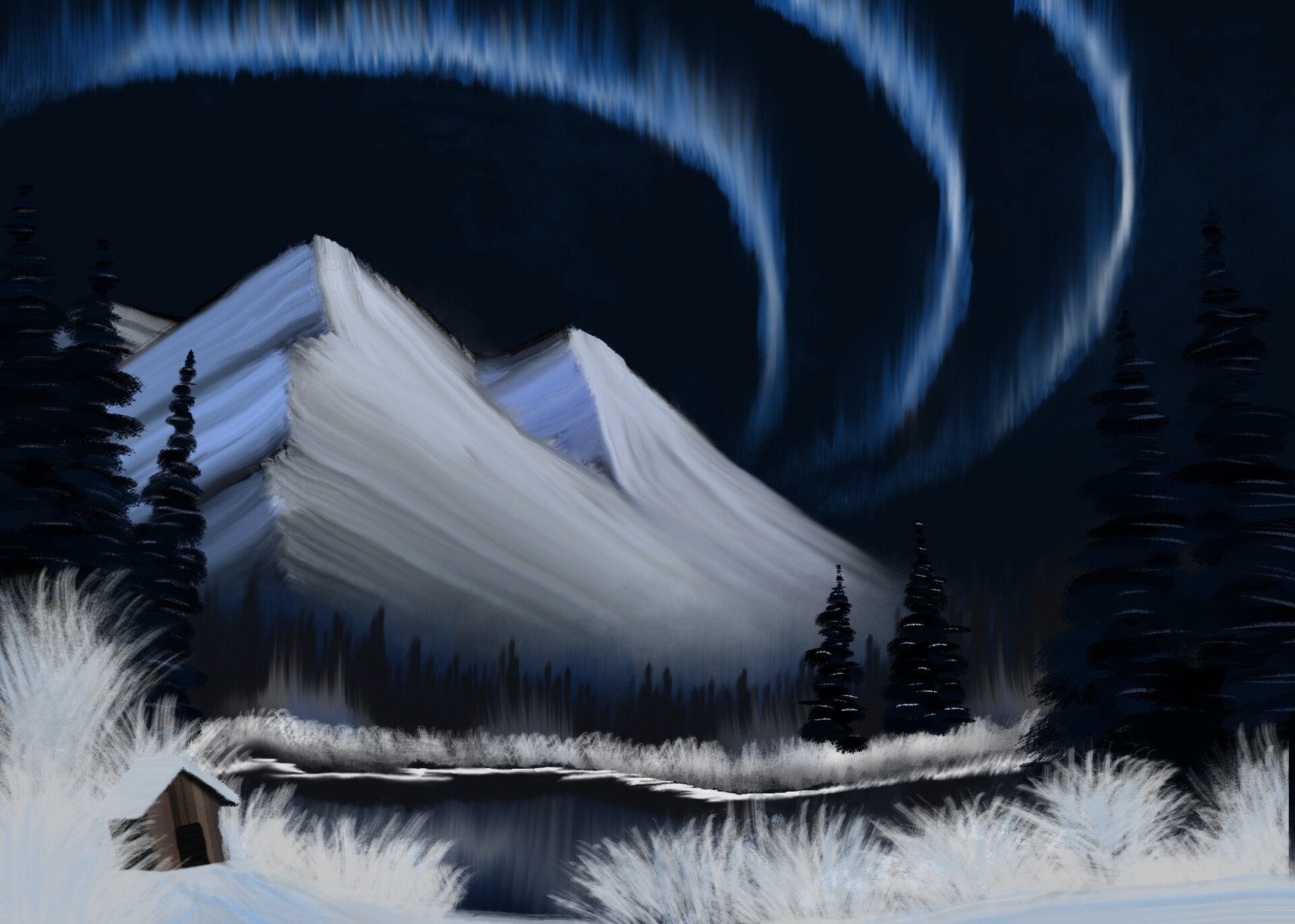 ArtStation - NorthernLights (Bob Ross Digital recreation)