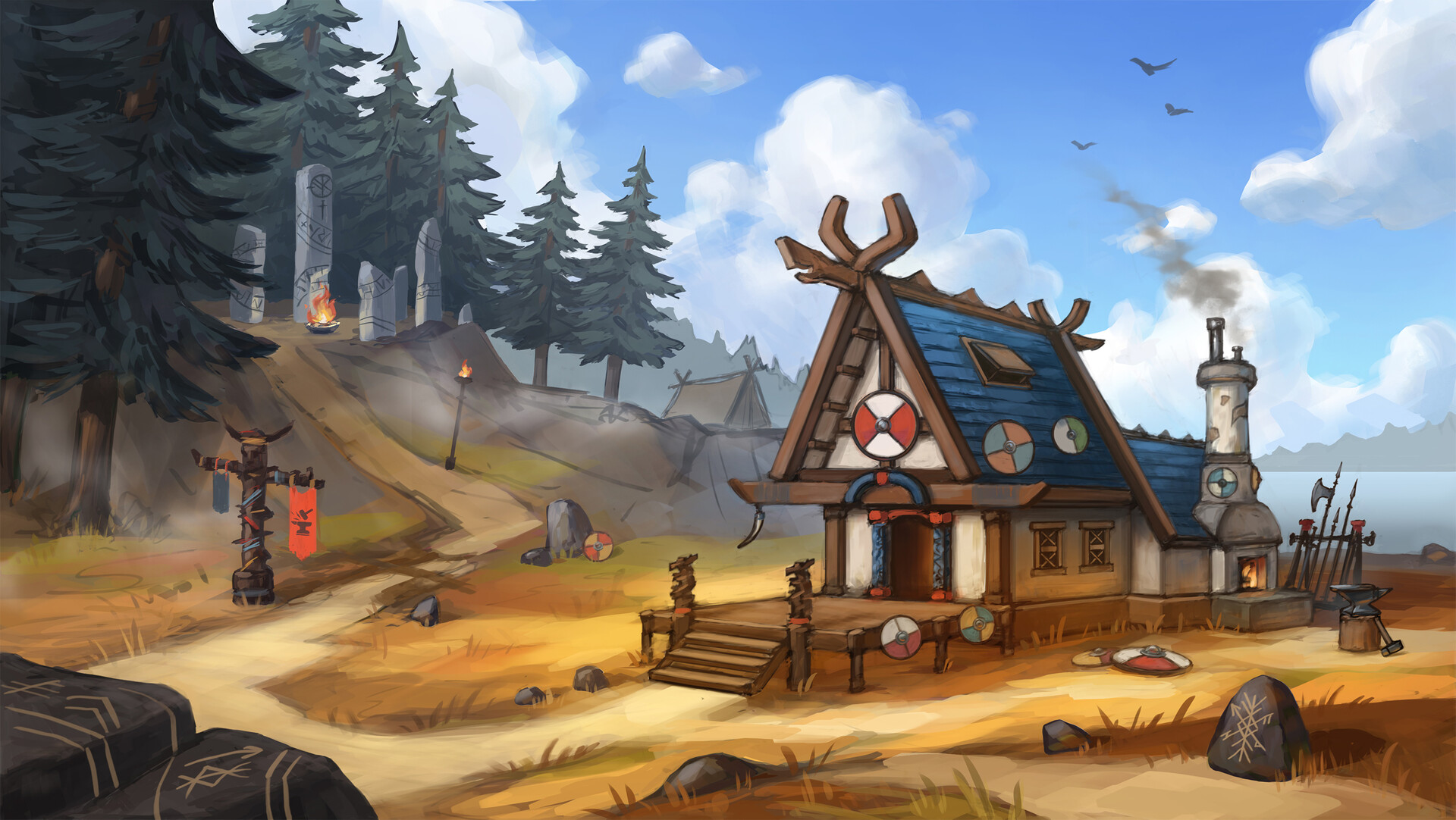 ArtStation - Viking blacksmith house. Environment concepts