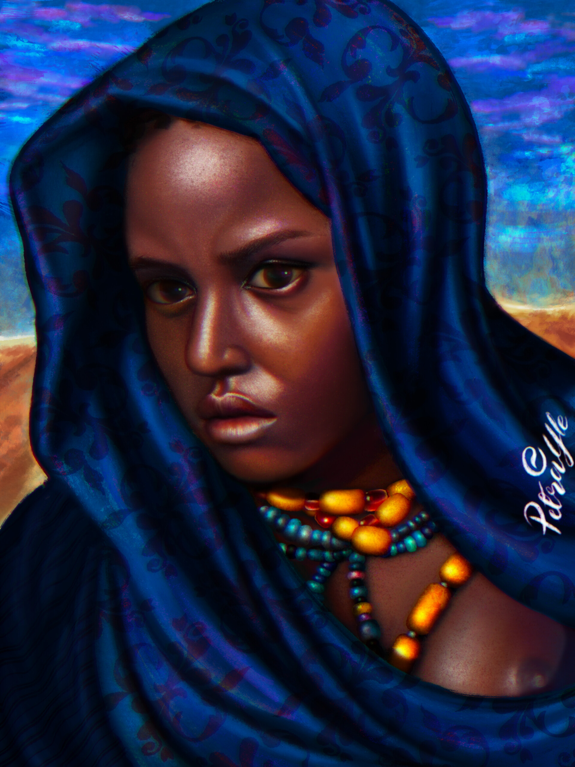 ArtStation - Indigo Veil and Amber Jewels