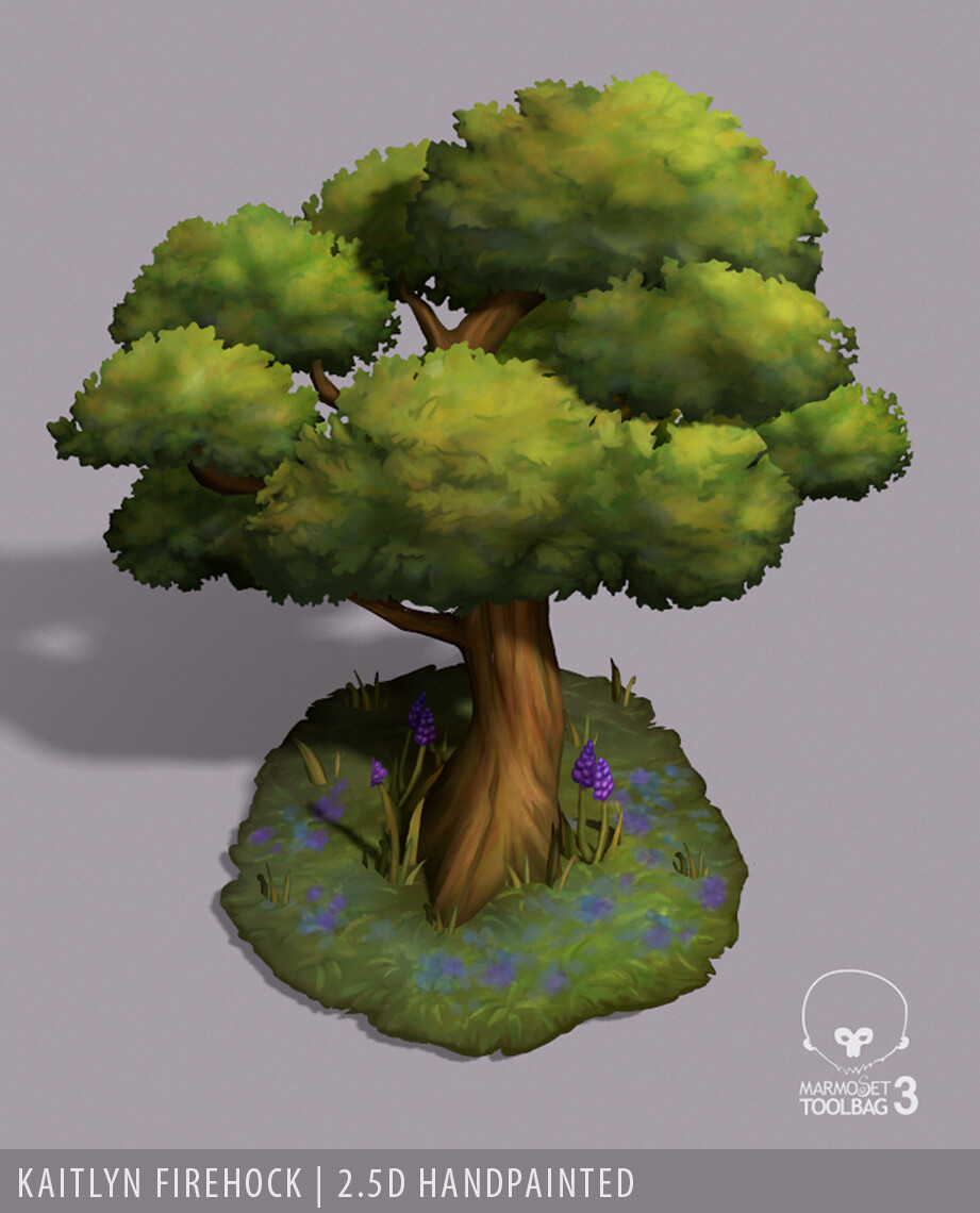 ArtStation - 2.5D Hand Painted Tree