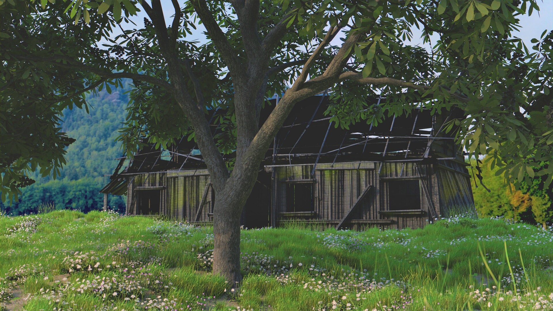 ArtStation - Old house on a field.