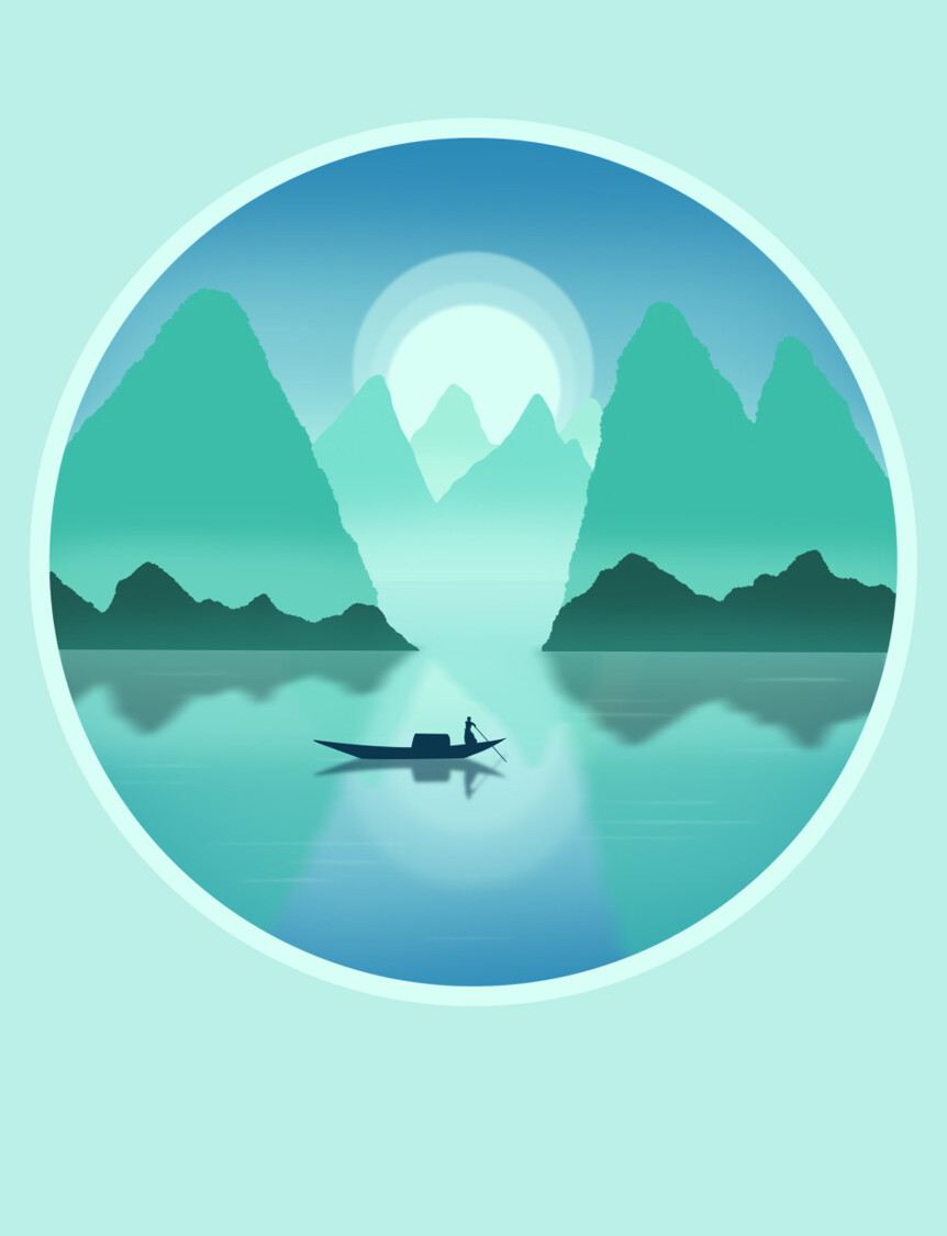 ArtStation - Calm sunrise landscape