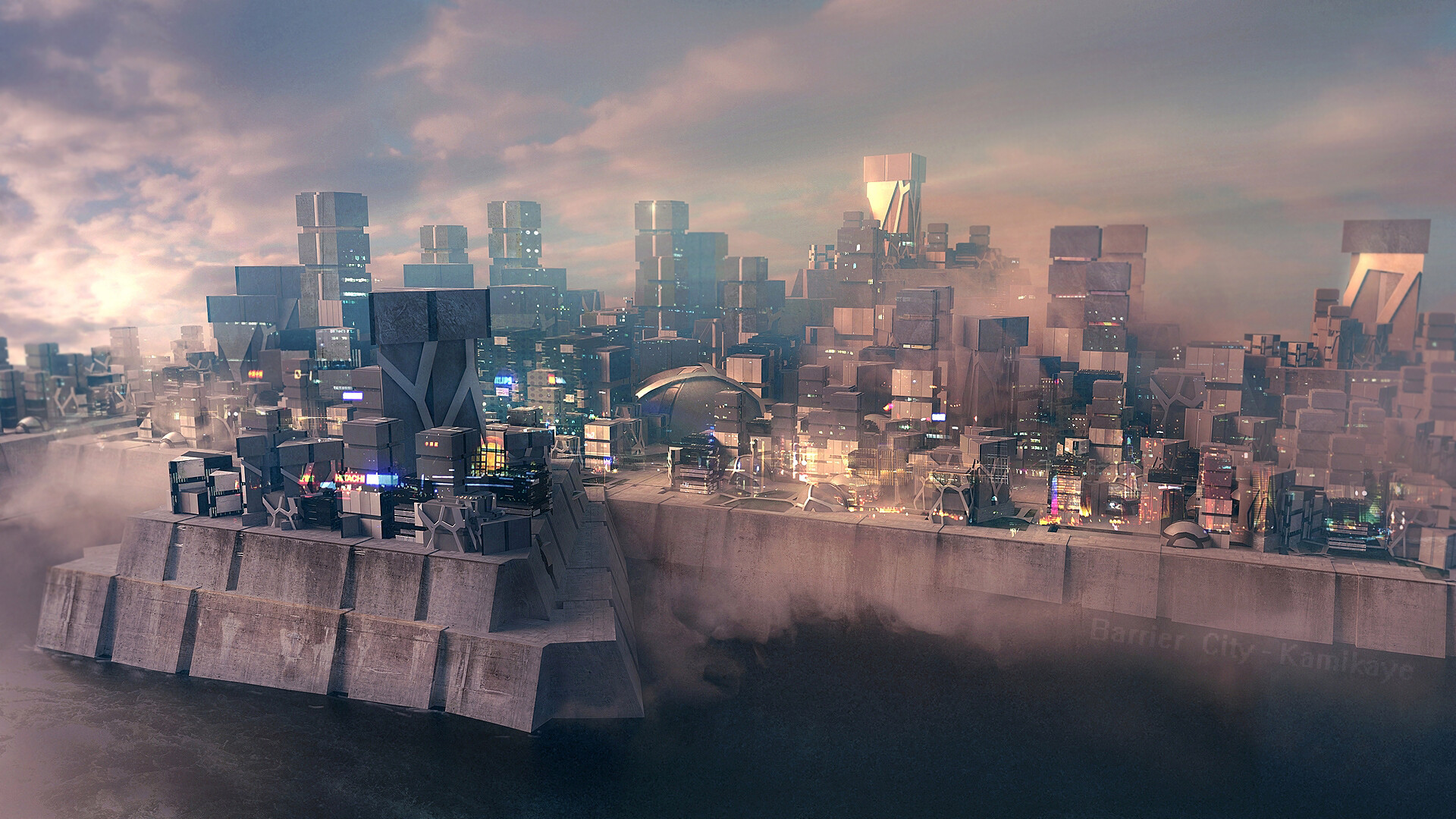 Barrier City by Simon Fraas : r/Cyberpunk