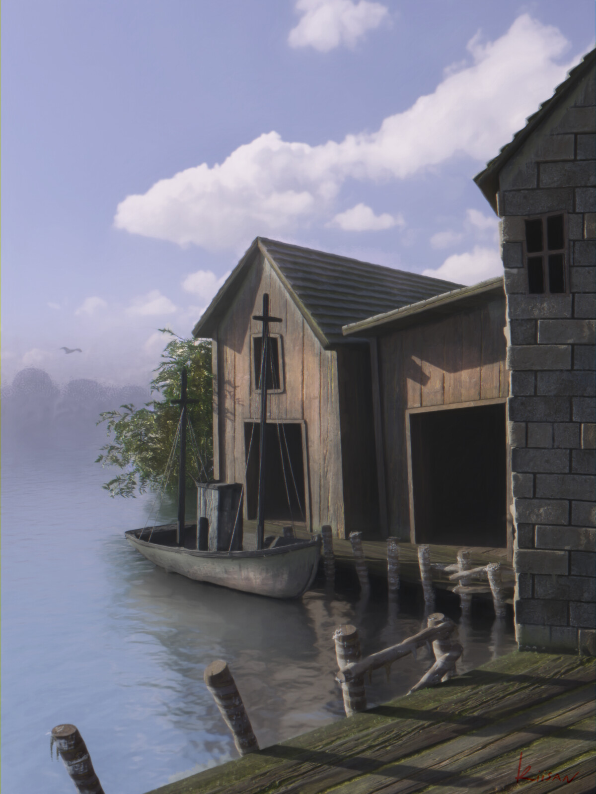 ArtStation - Dock Scene - Bob Ross in 3D