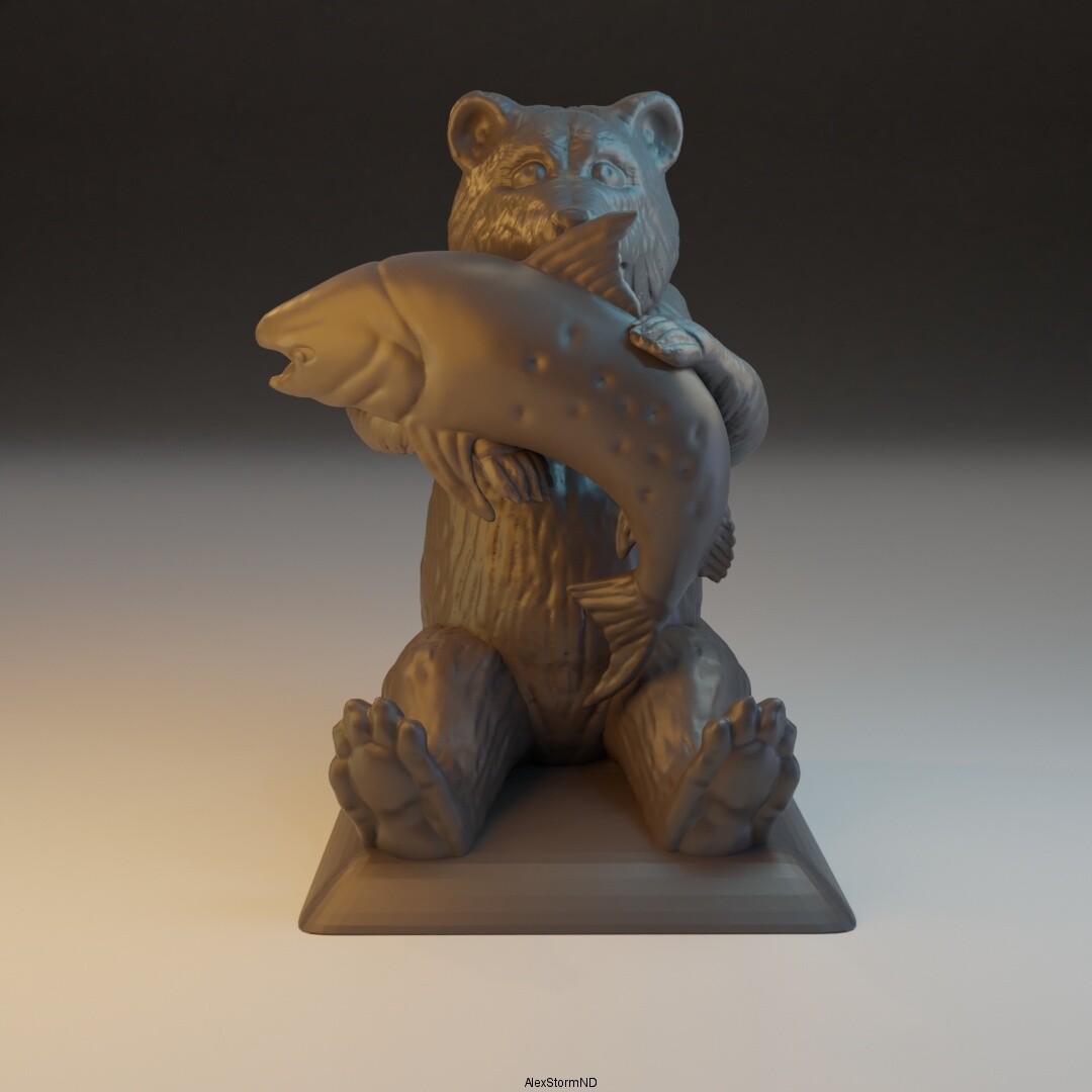 ArtStation - Baby bear with fish