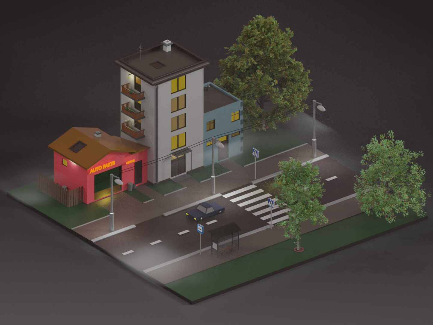Roman Pavlovski - Isometric Street Scene