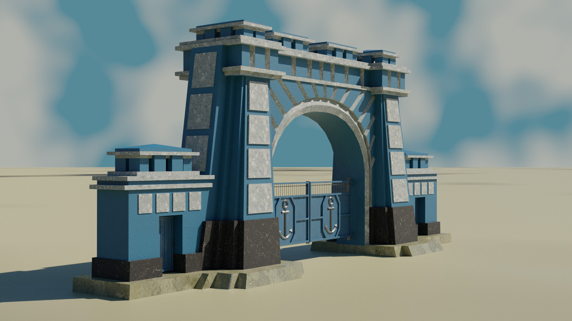 ArtStation - Entrance gate to the territory of river port. USSR.