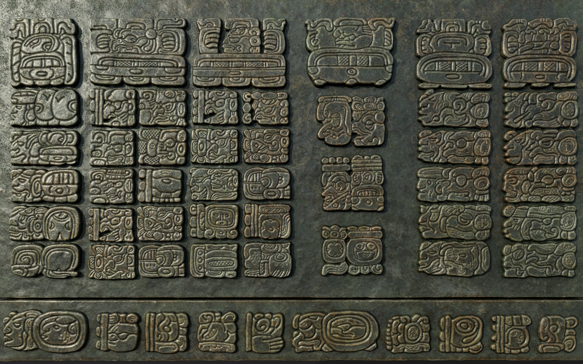 ArtStation - 50 Mayan Symbols Heightmap - Alpha