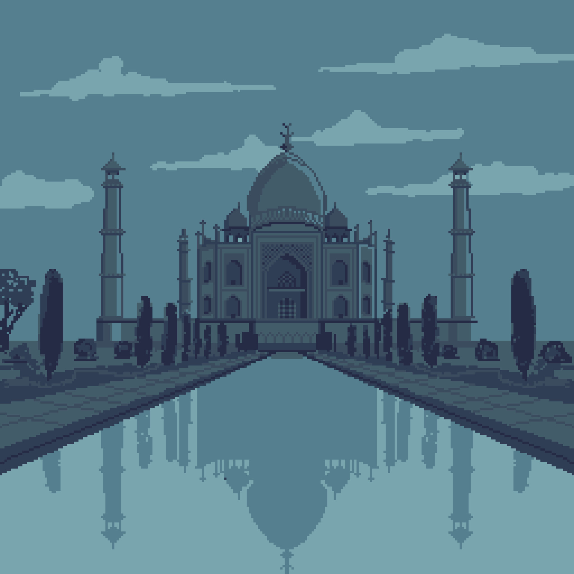 ArtStation - 256-bit Taj Mahaj , Made using a 6 color palette.