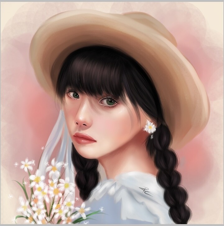 ArtStation - Spring girl portrait digital painting by RCARTWORK