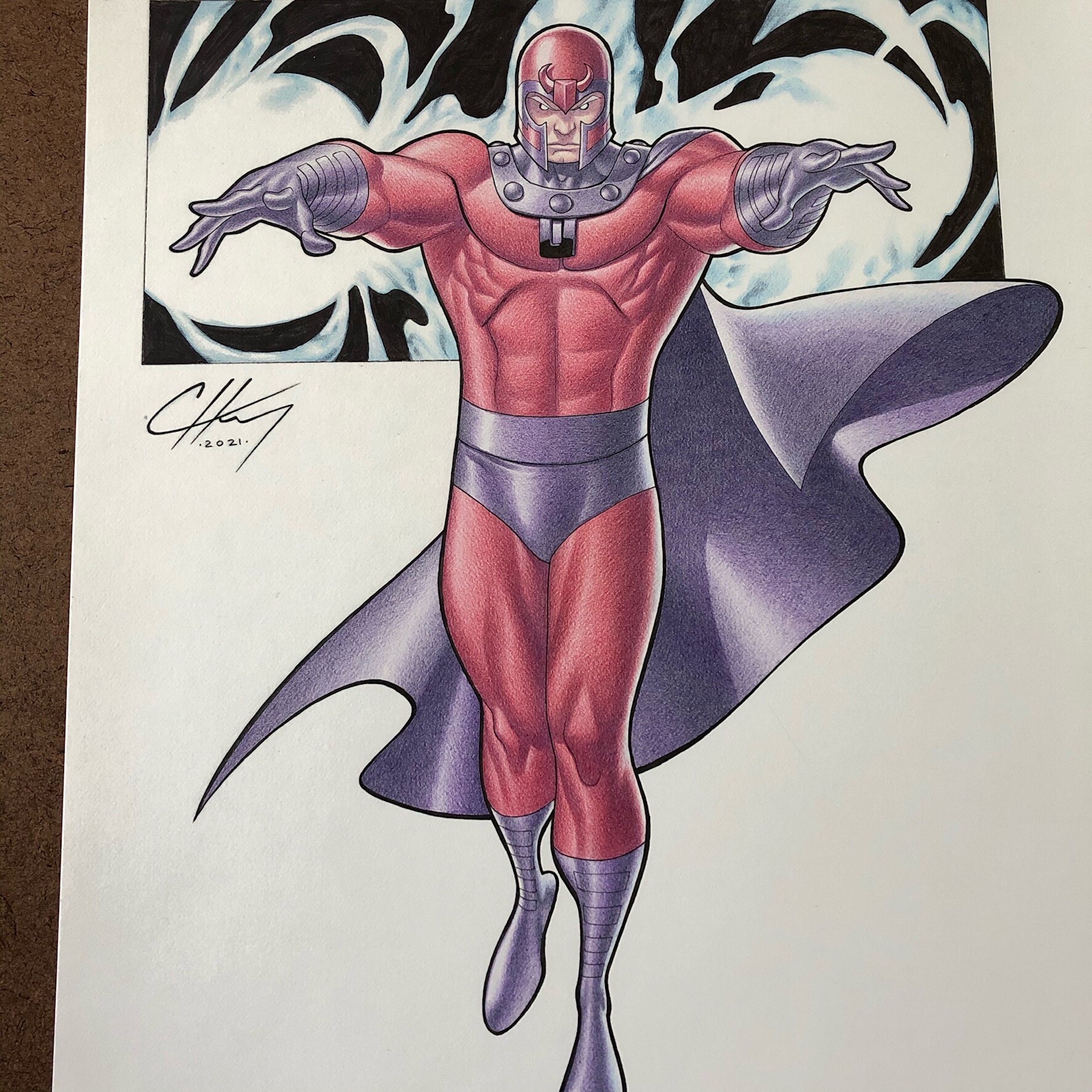 ArtStation - Magneto colored pencil commission.