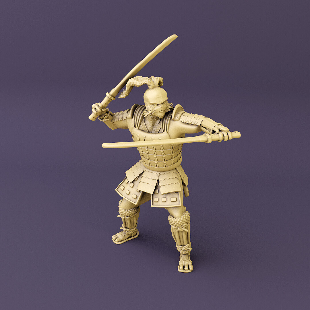 ArtStation - 3d printable models-Rabbit Samurai