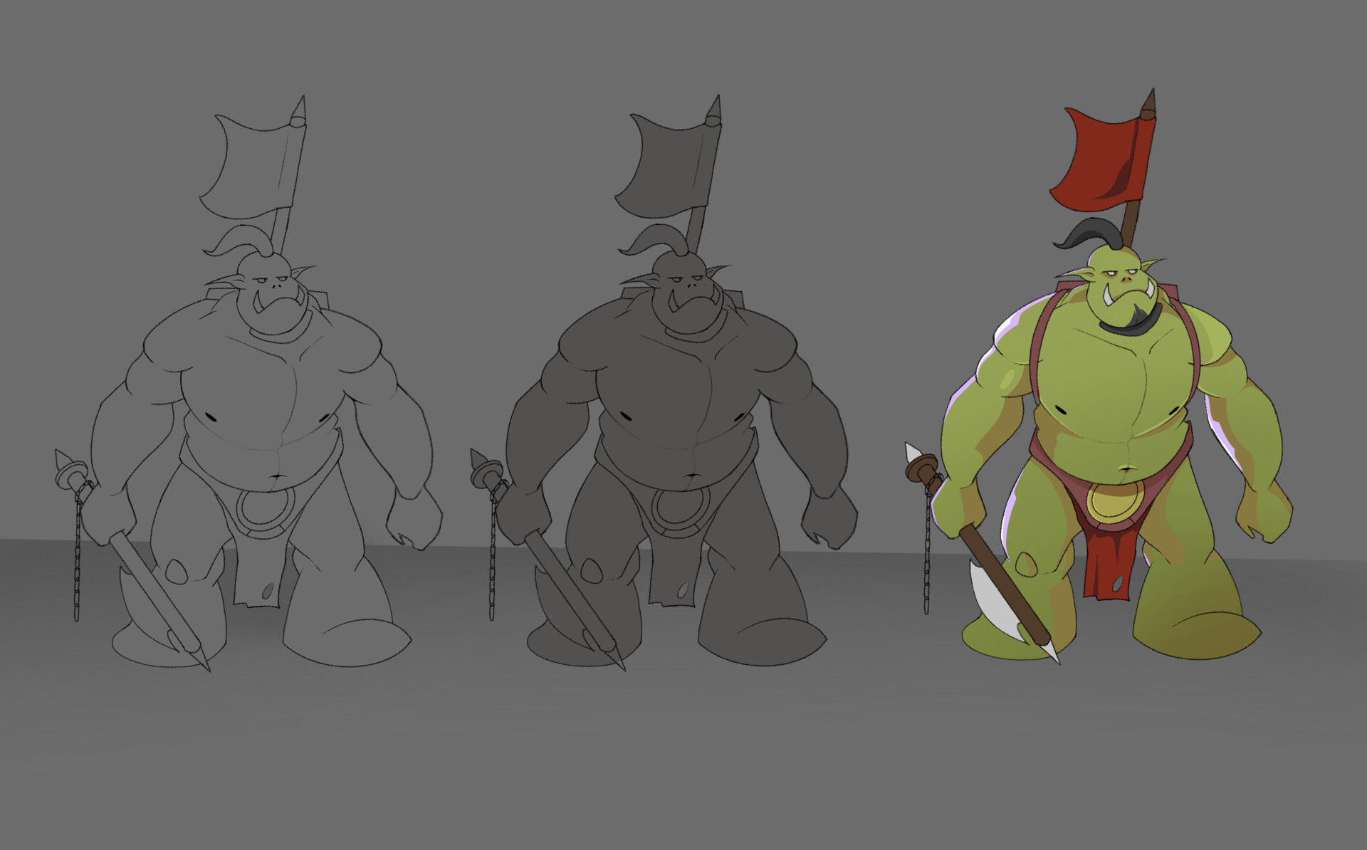 ArtStation - Orc character front & side view