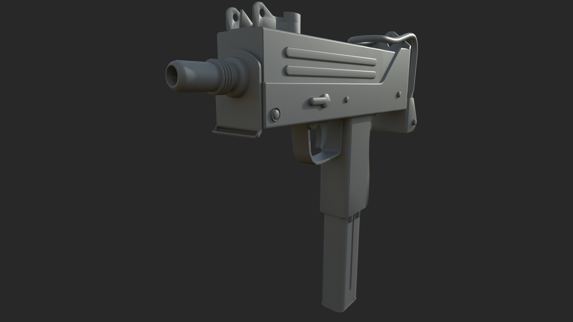 ArtStation - Mac 10 Grayscale. Pass 1 (UVed)