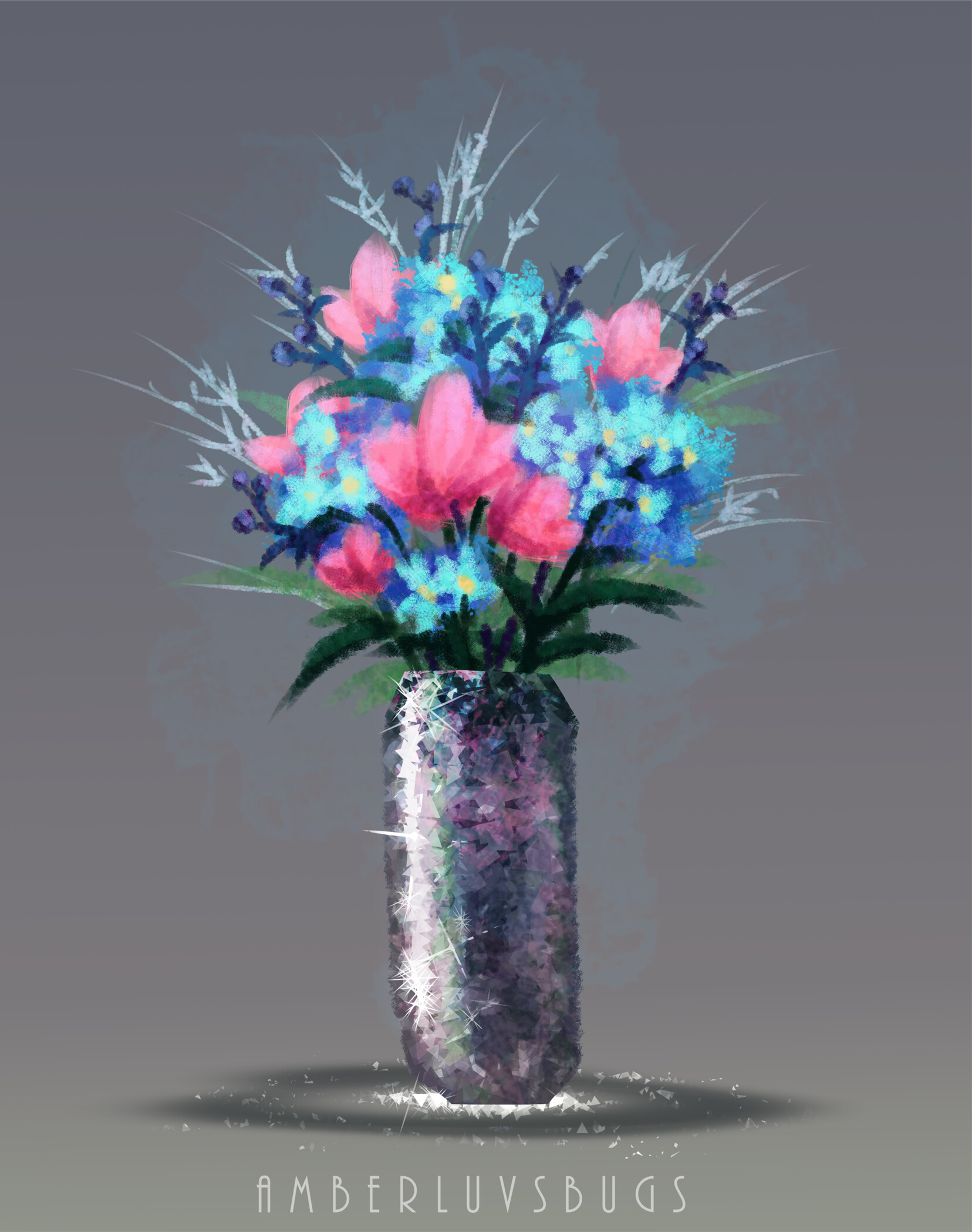 ArtStation - Flowers in crystal vase study