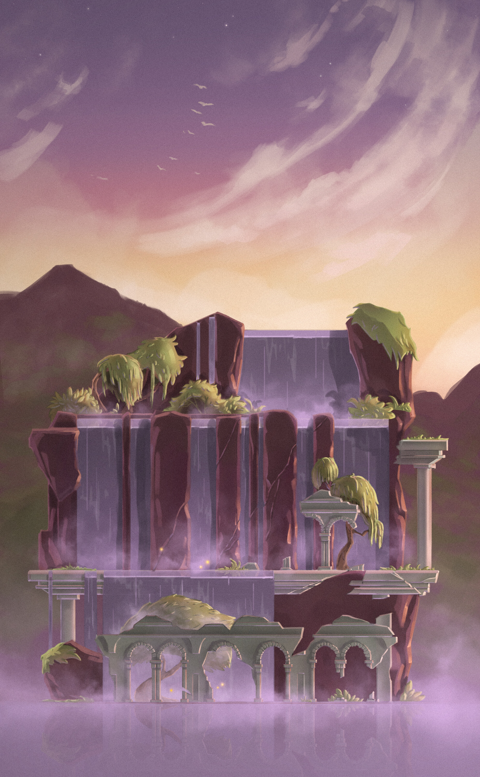 ArtStation - Ancient waterfall