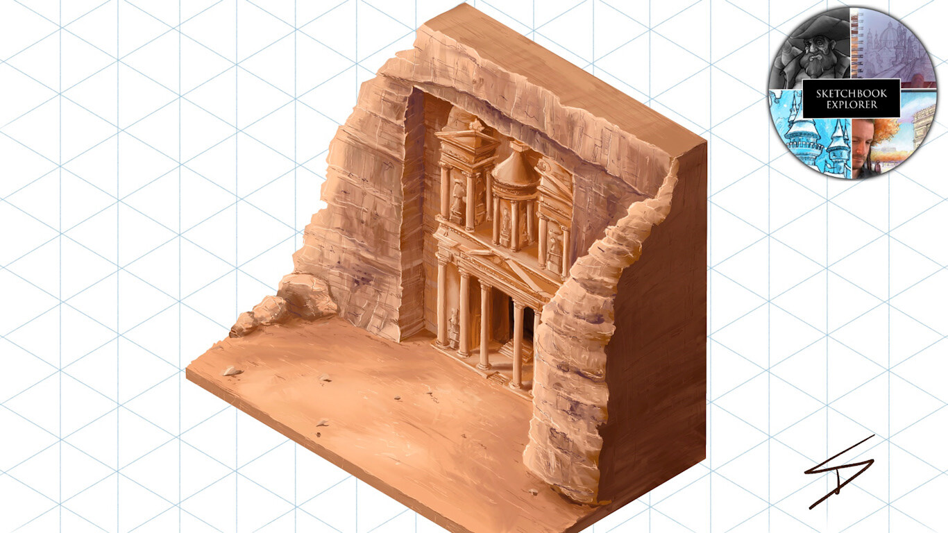 ArtStation - ISOMETRIC DIORAMA PAINTING - Petra