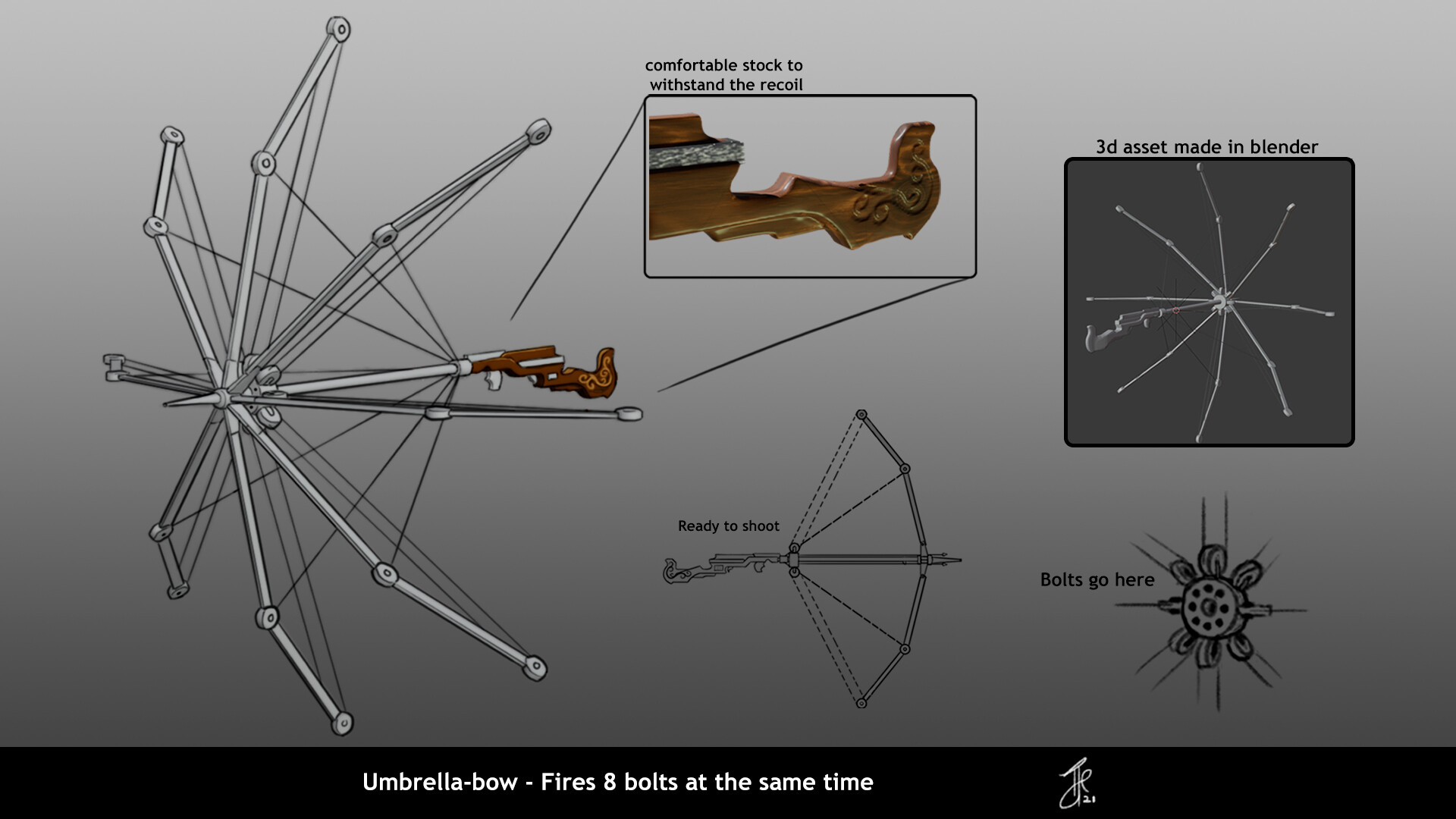 ArtStation - Umbrella-bow Crossbow Exercise