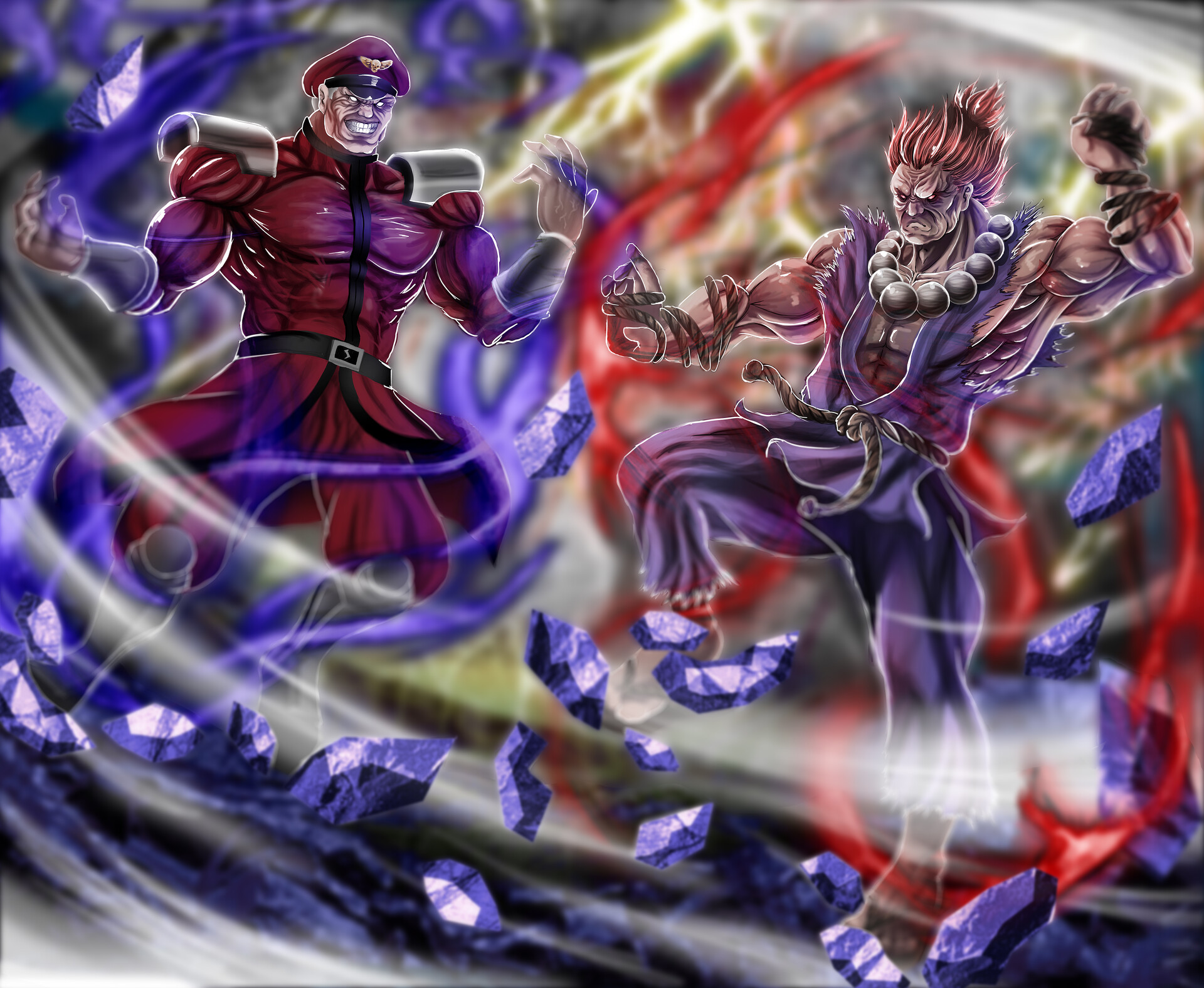 ArtStation - fan art de Akuma VS M. Bison de Street fighter