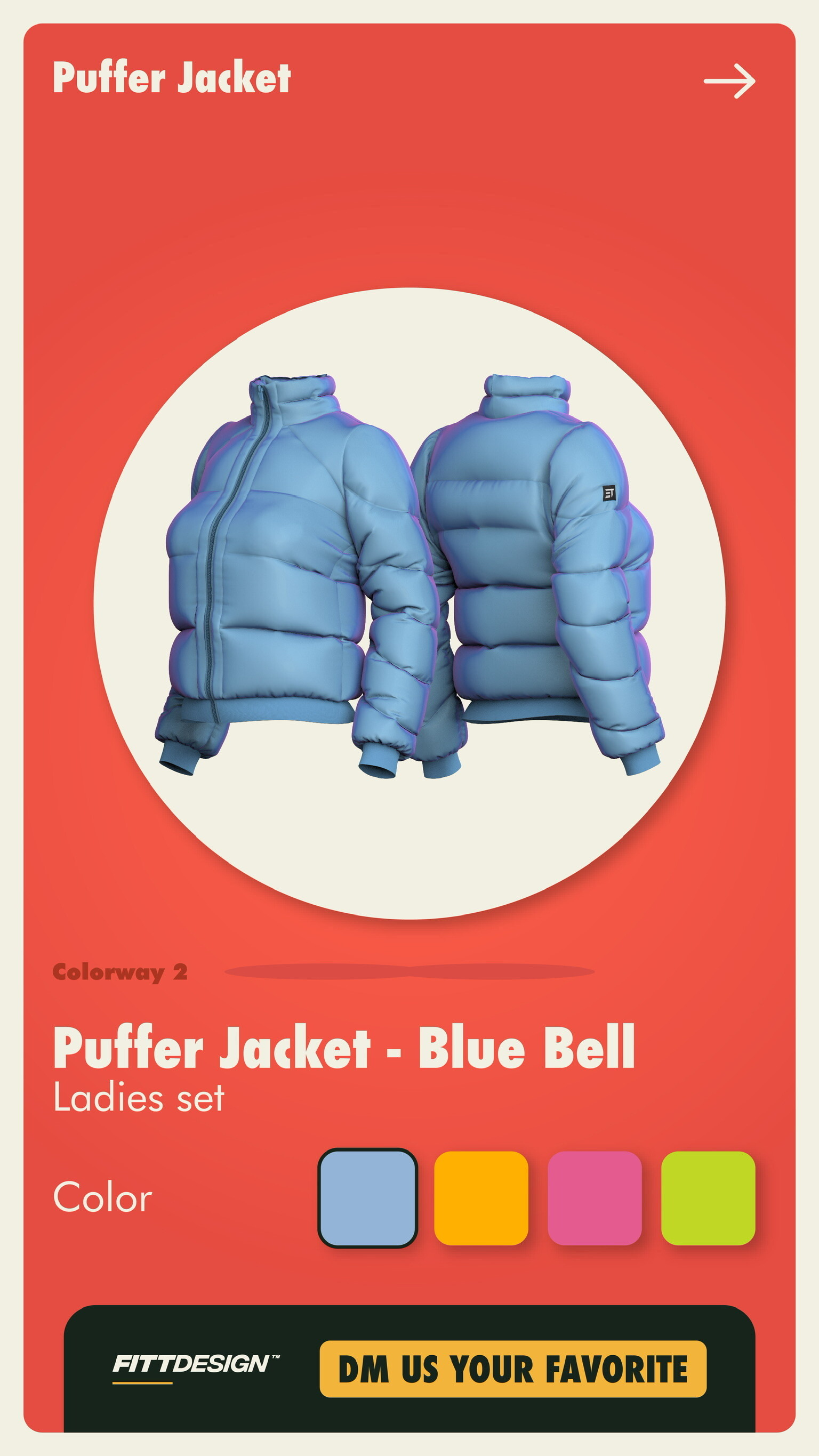 ArtStation - Puffer Jacket Ladies Set with 4 Different Colorways