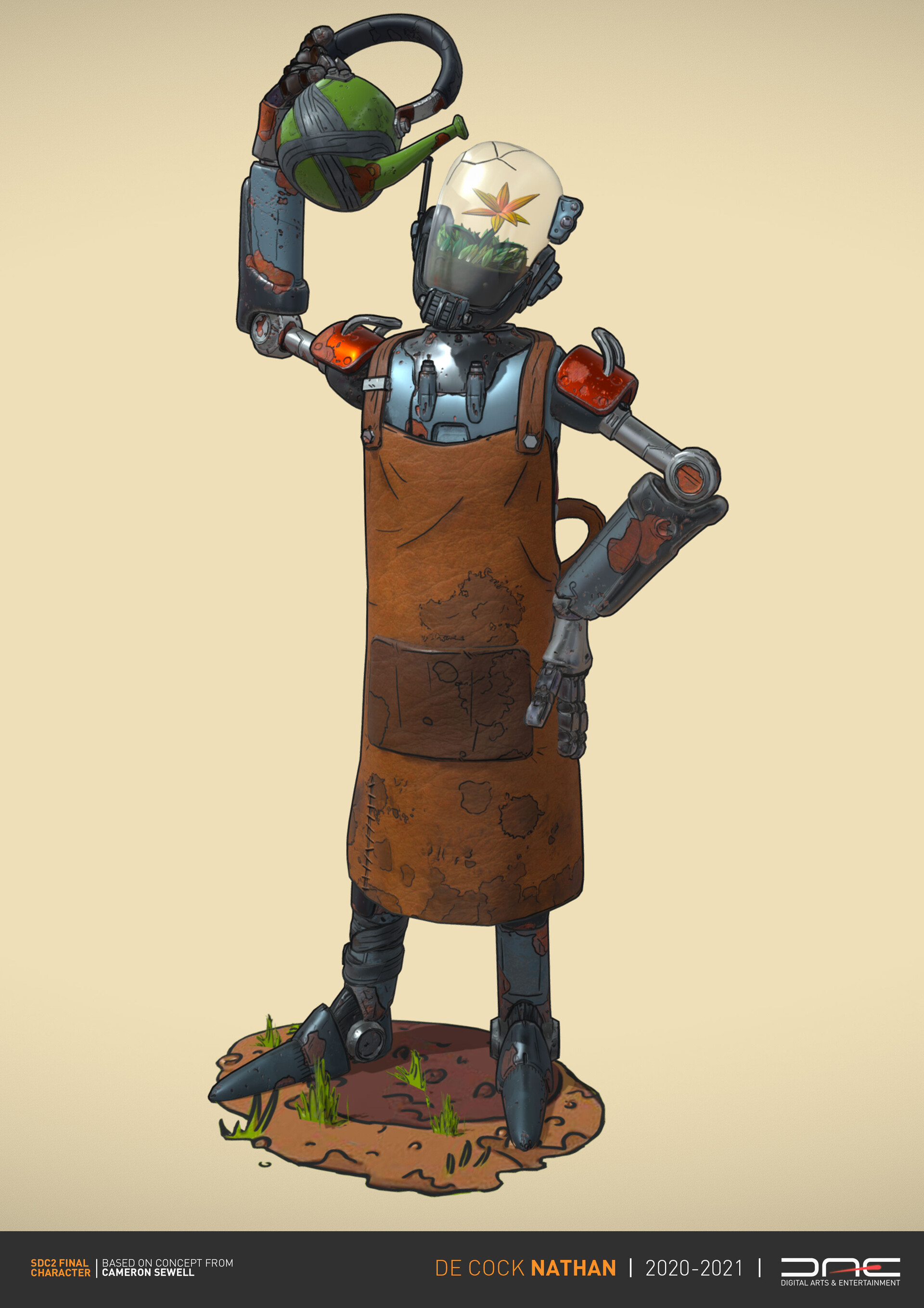 Nathan De Cock - Gardener Robot Game Asset/ Character, Borderlands Style