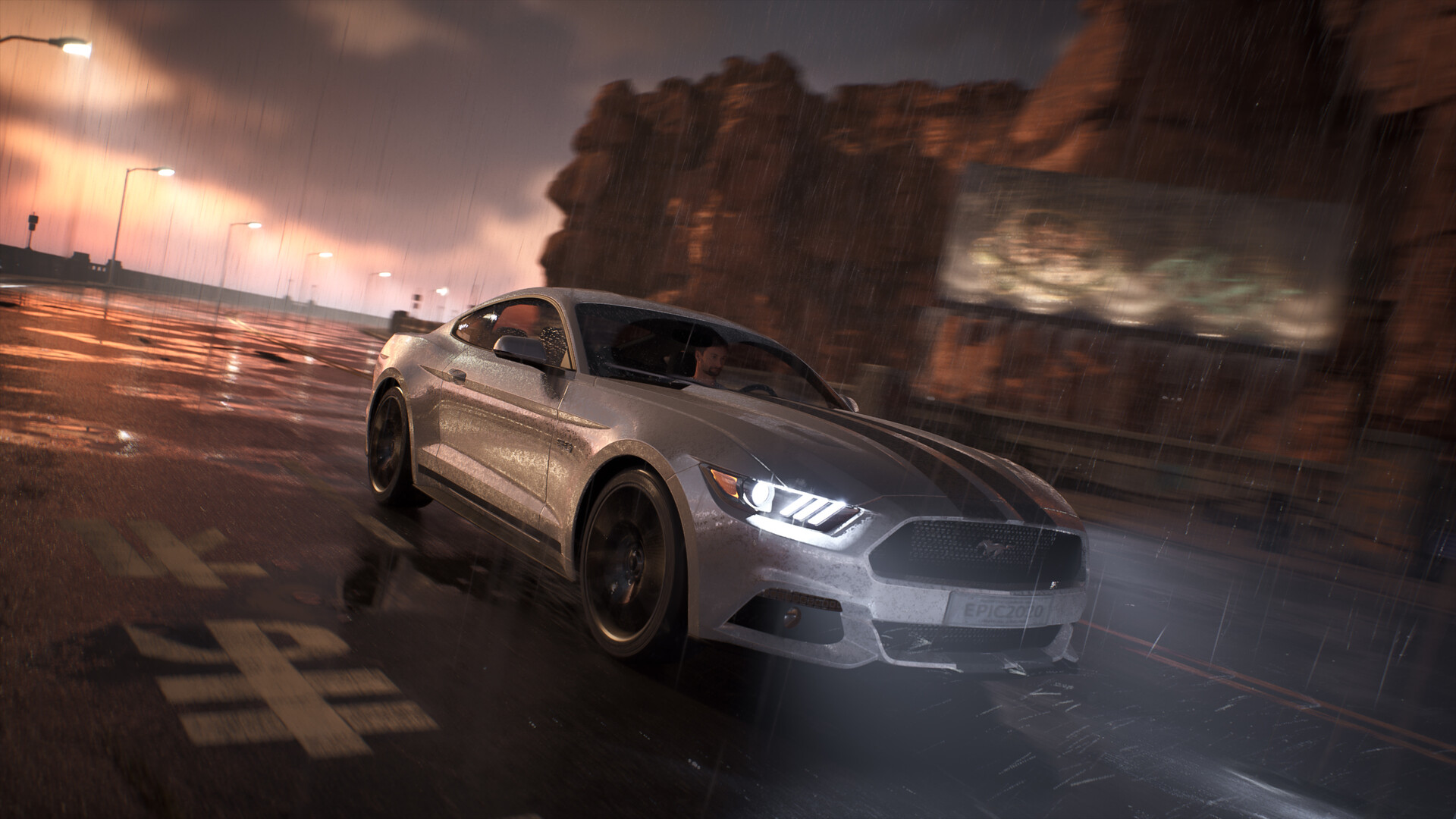 ArtStation - Raining Road Car Raytracing on UE4