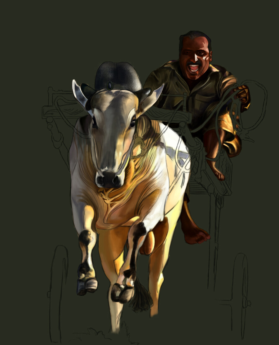 ArtStation - Digital painting Ox Rider