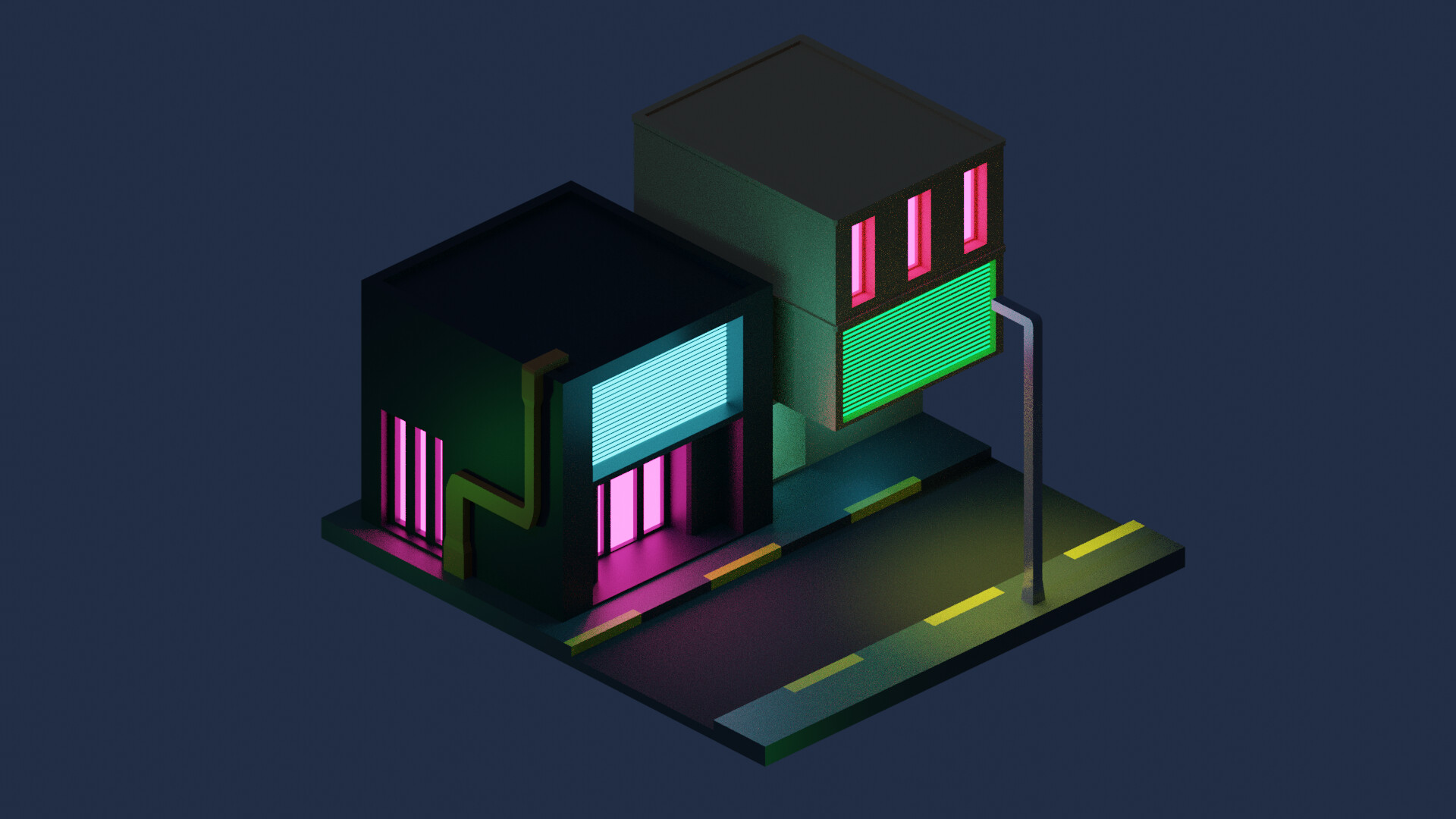 ArtStation - Low Poly Cyberpunk Scene 1