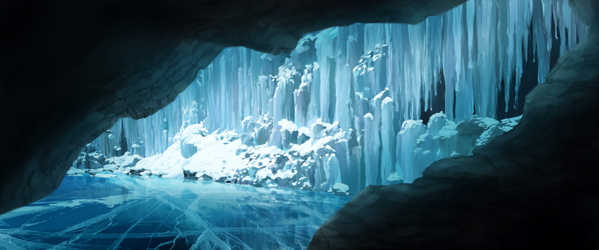 ArtStation - frozen waterfall