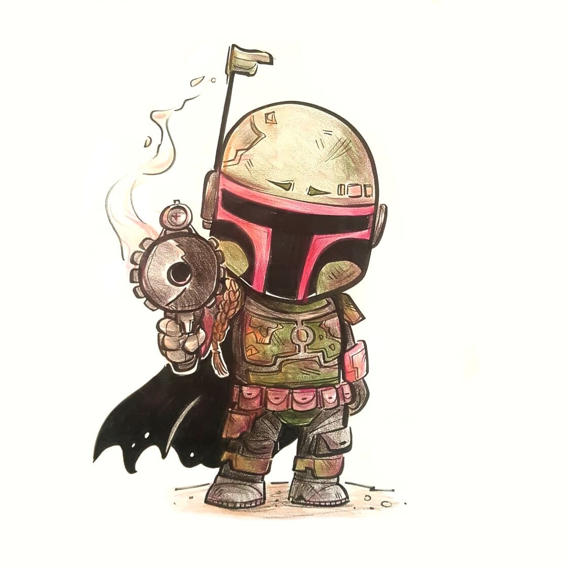 how to draw chibi boba fett