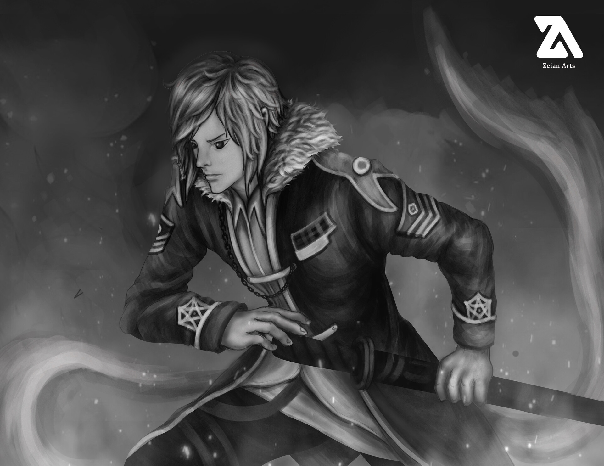 ArtStation - B/W Anime Illustration
