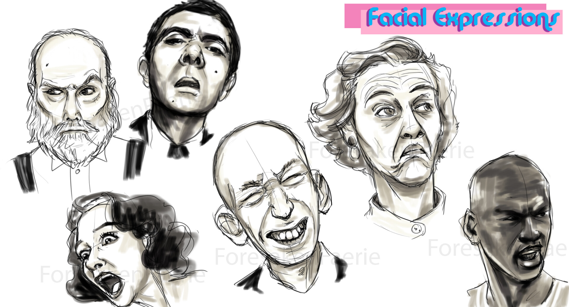 ArtStation - Facial Expression Sketches