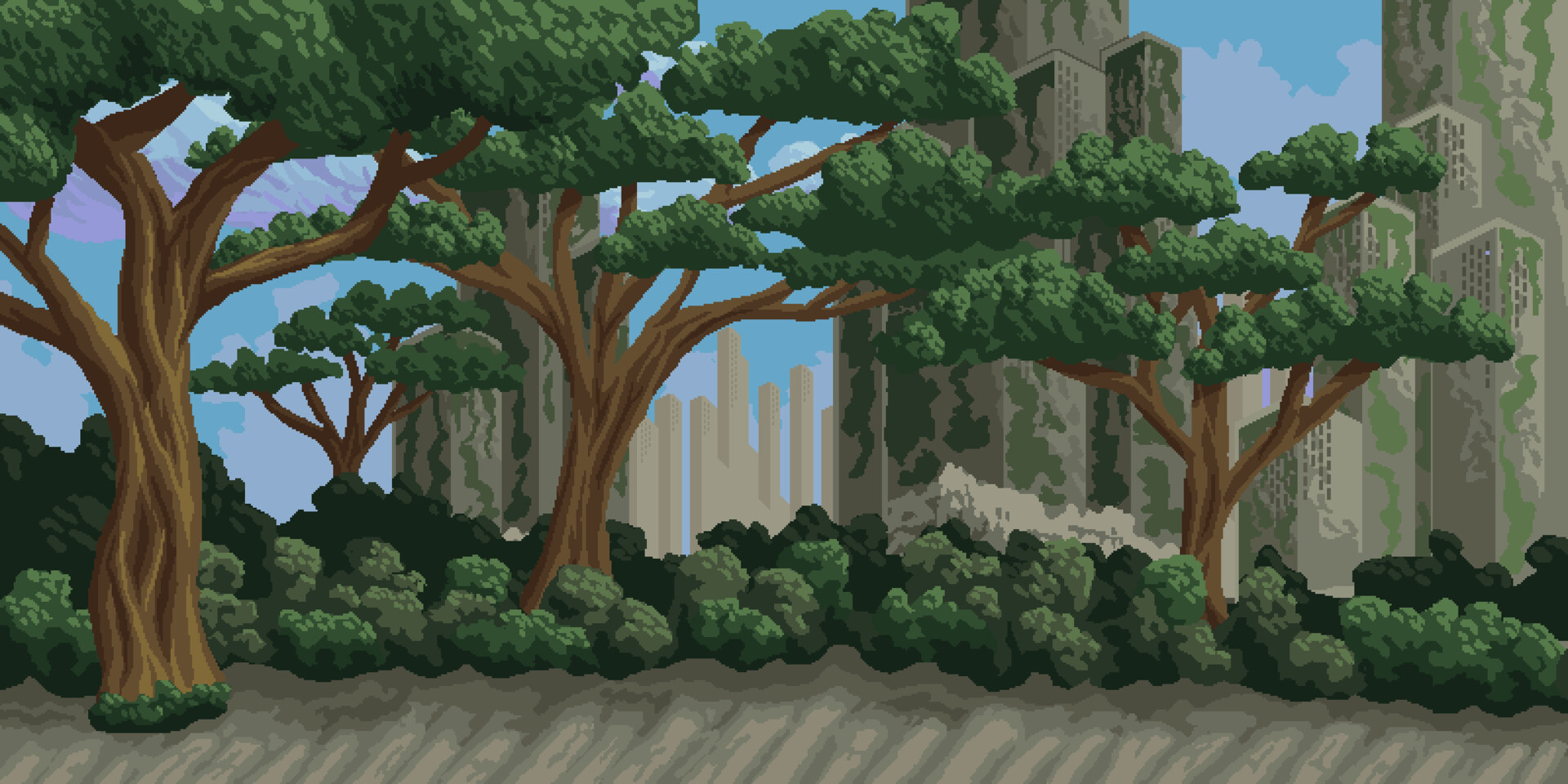 ArtStation - A ruined city tileset and bakground.