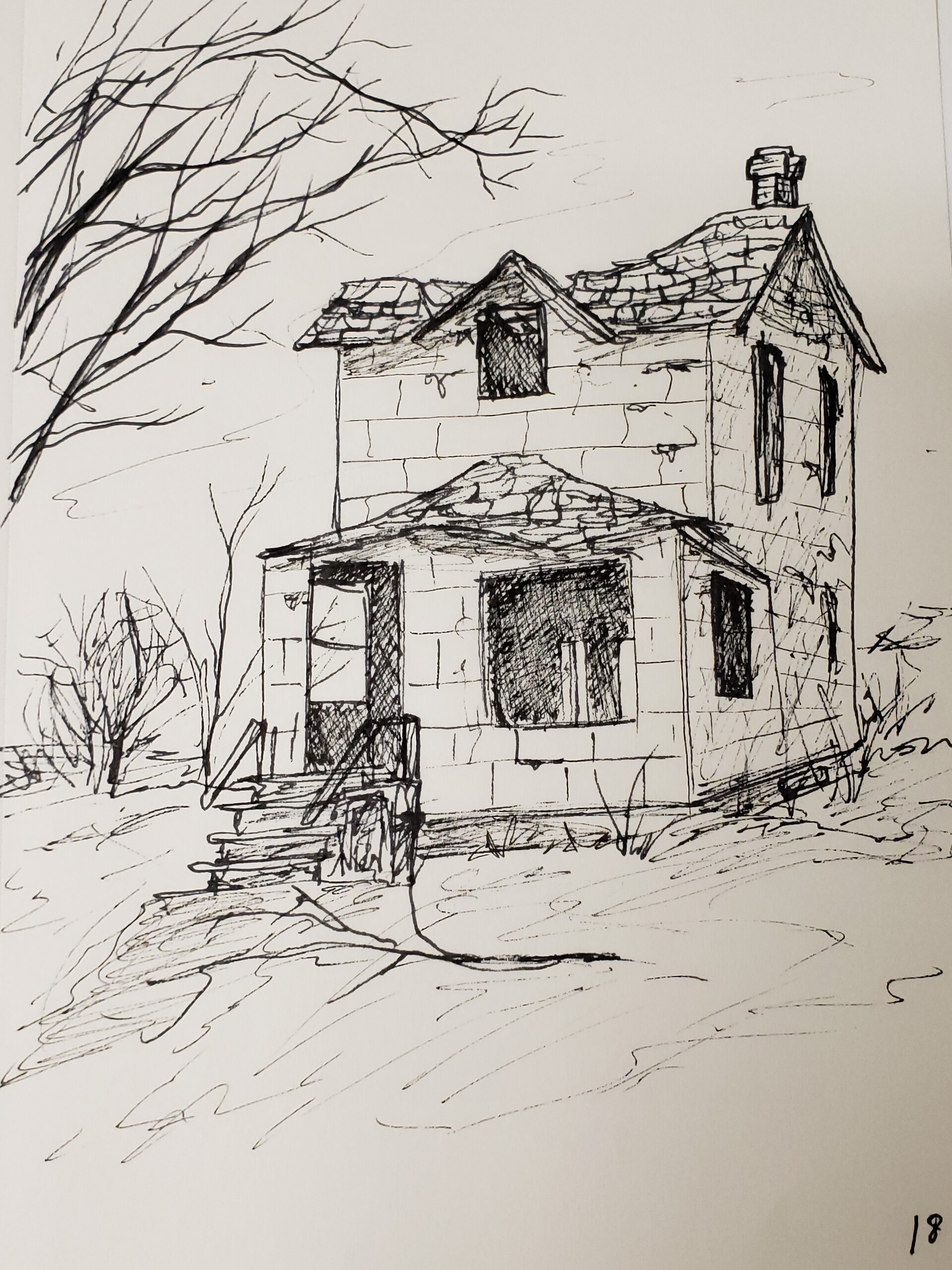 Boarded Up House Drawing