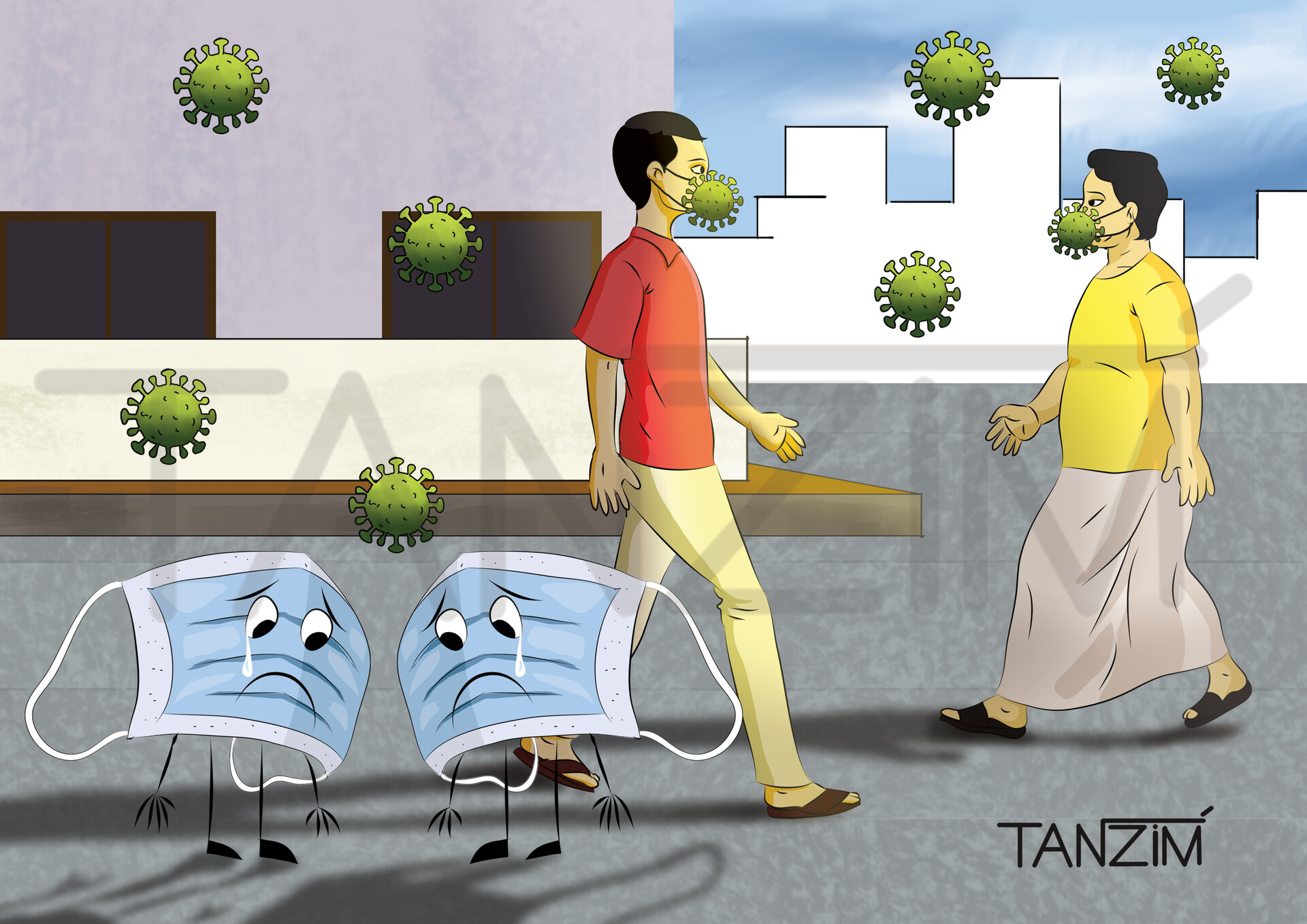 ArtStation - Cartoon about Covid-19