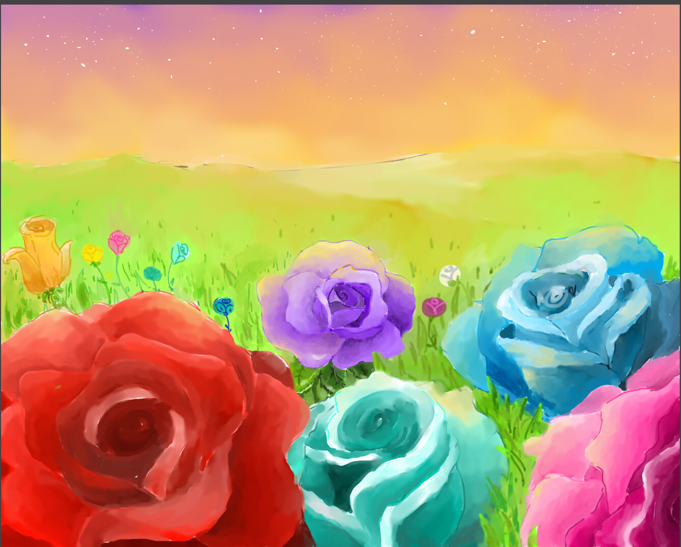 ArtStation - Field of rainbow roses