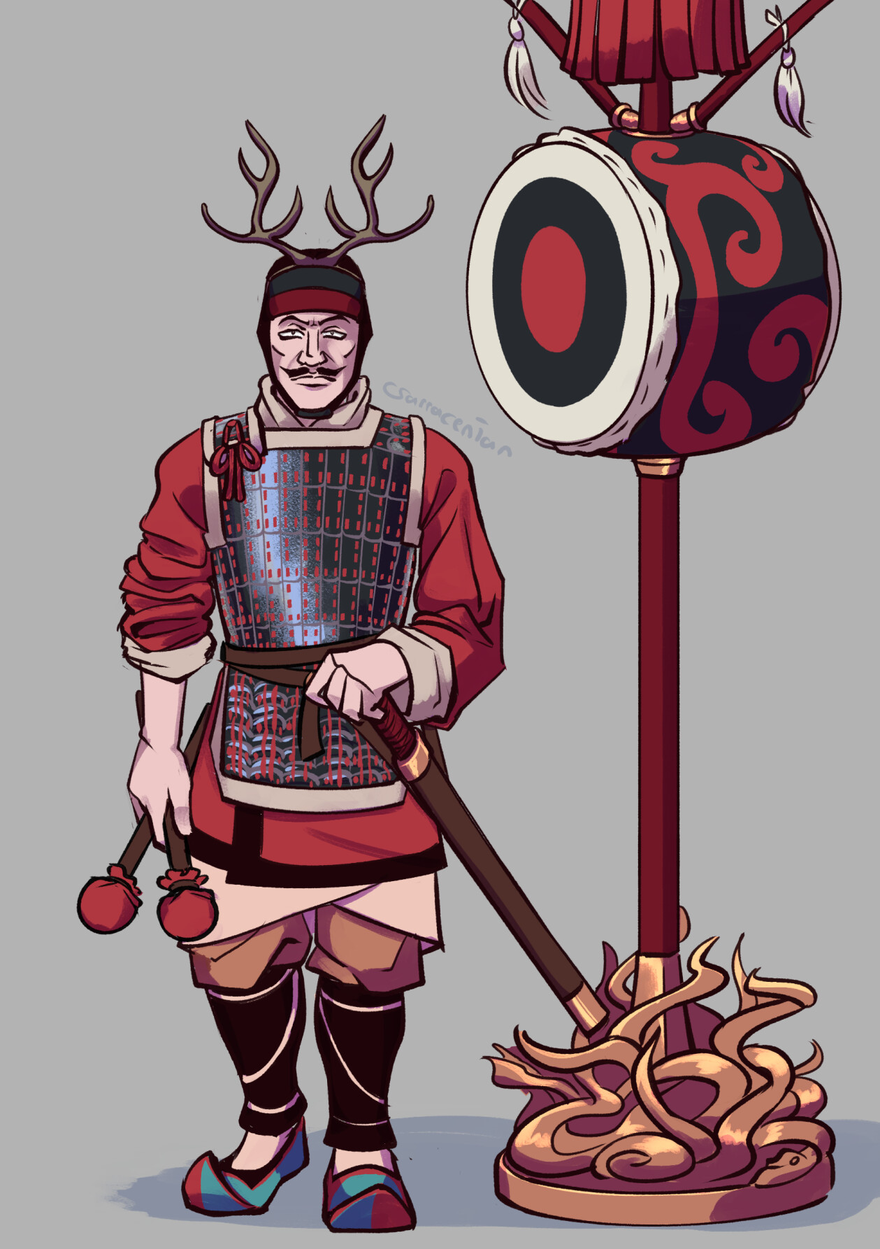ArtStation - Han dynasty military drummer 汉代击鼓手