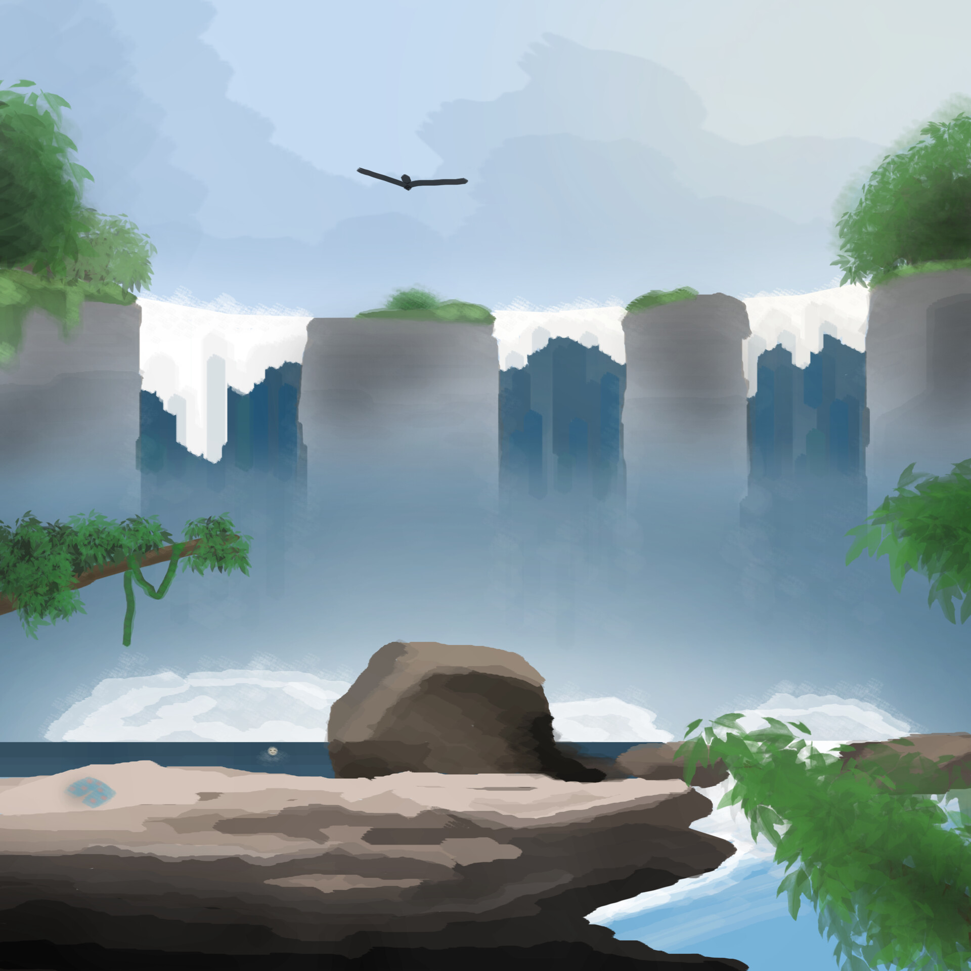 ArtStation - Pixeled Waterfall