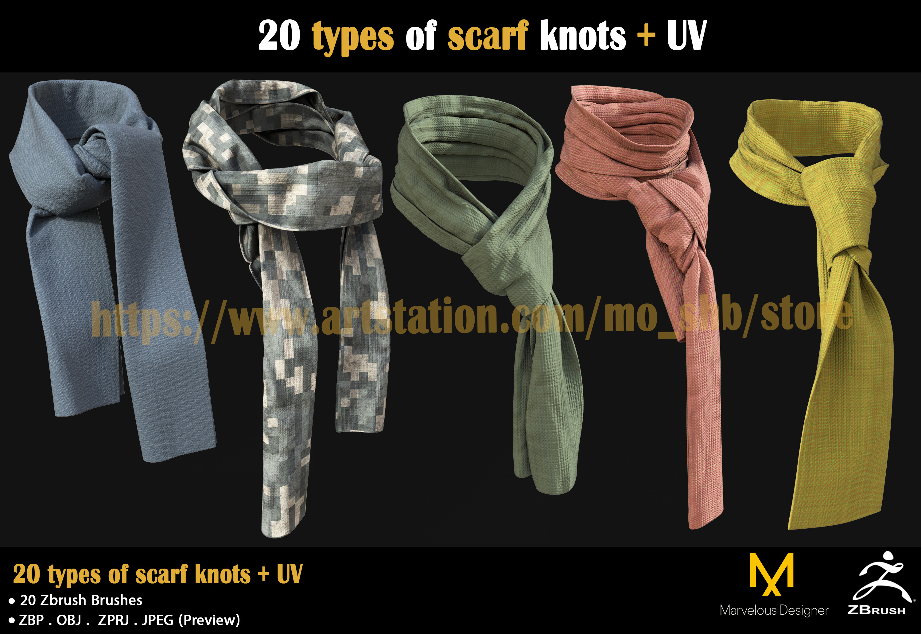 mohamad shalibaik - 20 types of scarf knots + UV