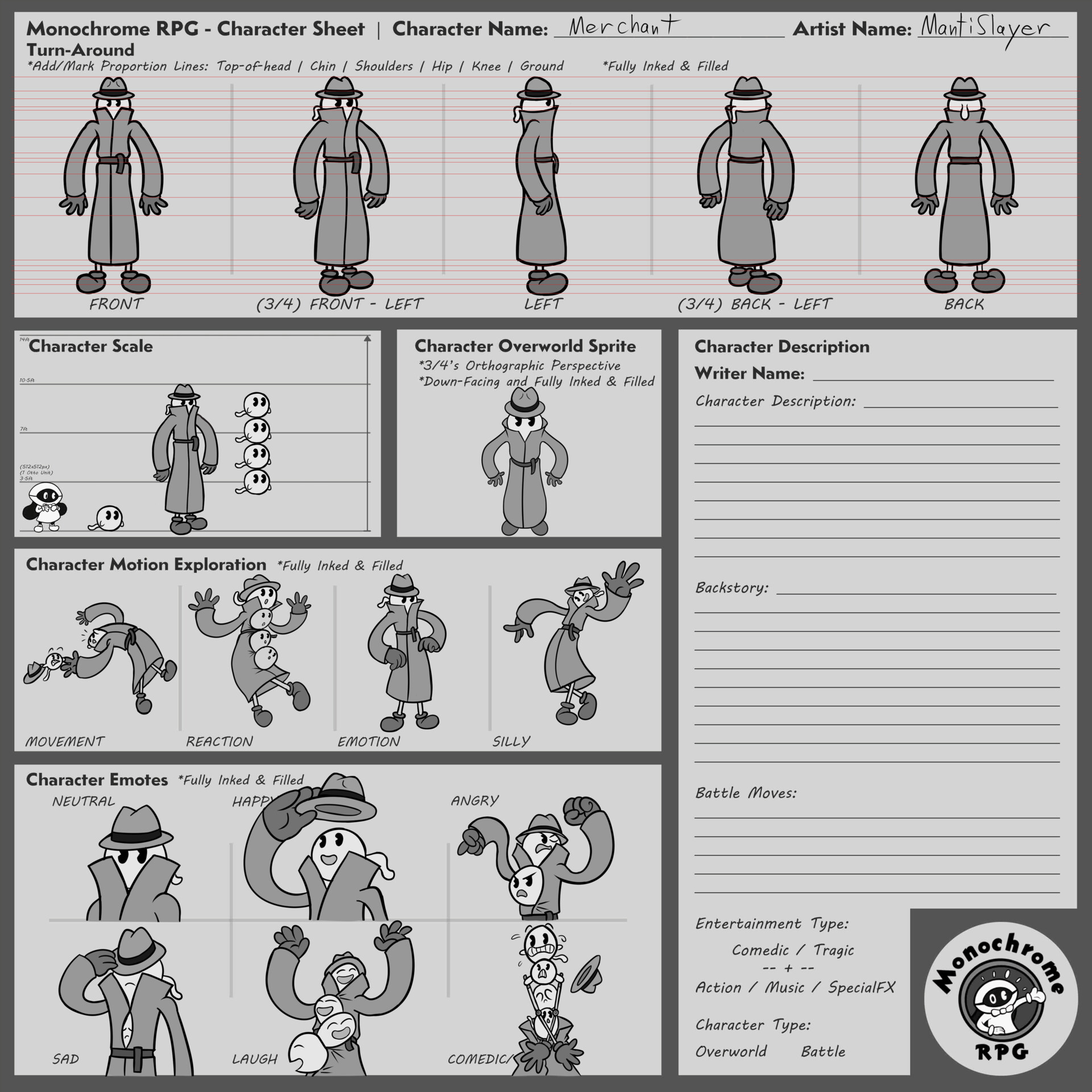ArtStation - Monochrome RPG Character Design Sheets