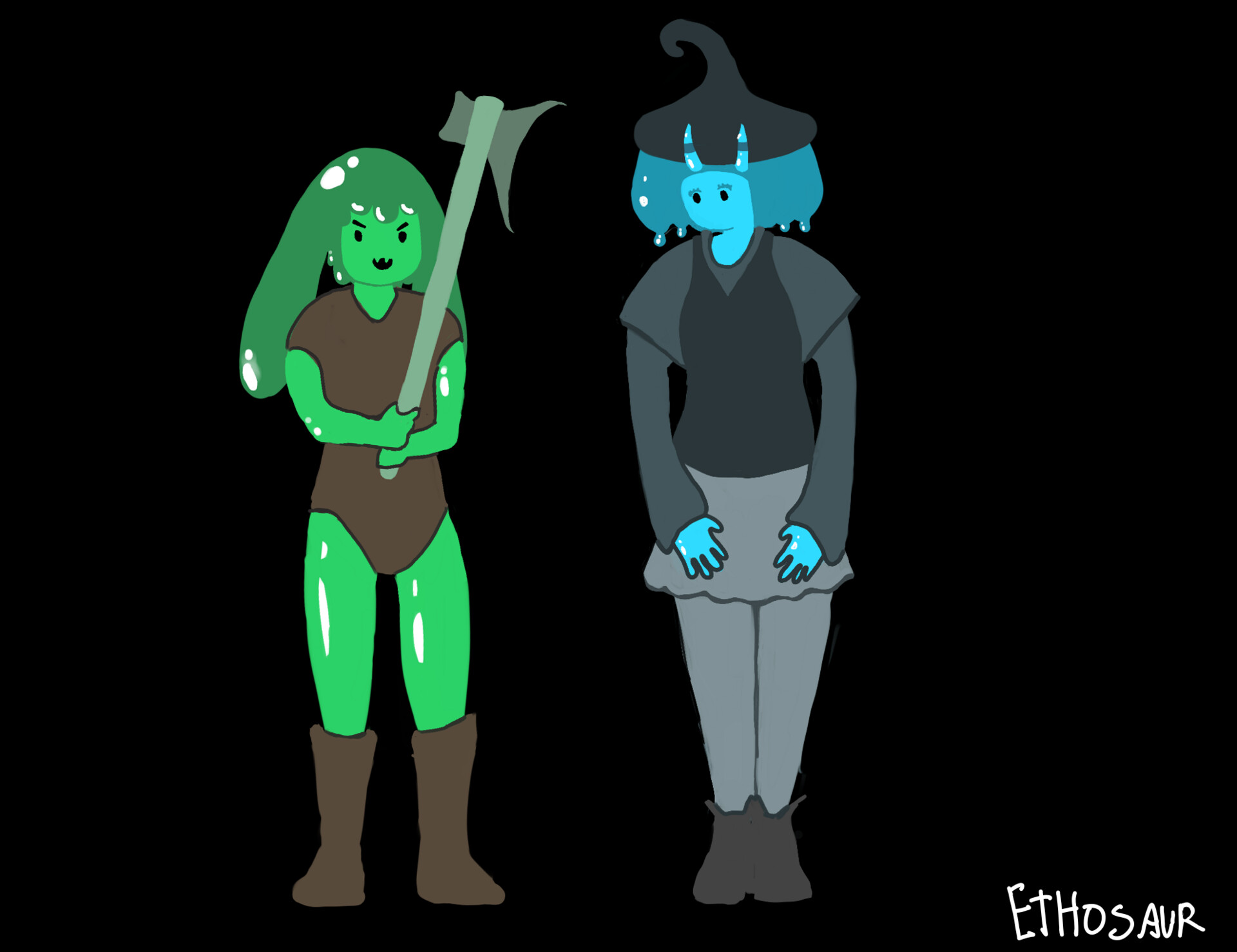 Ethosaur - A Slime a day #8 "Barbarian & Witch Slime"