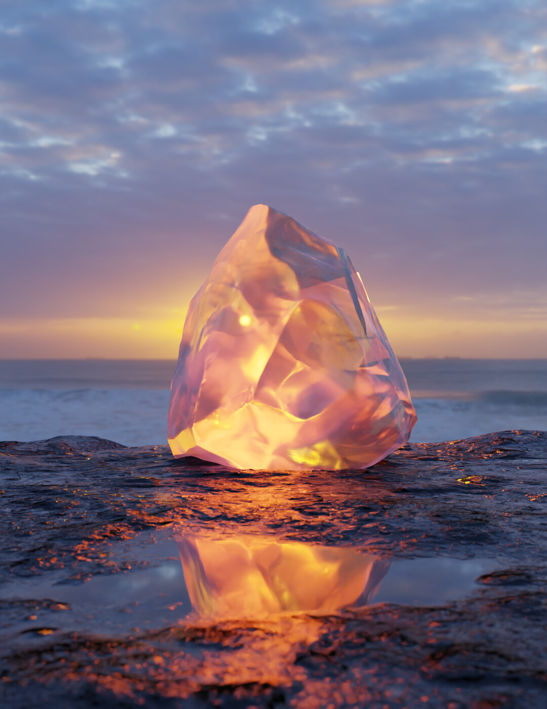 ArtStation - Crystal rock on the beach
