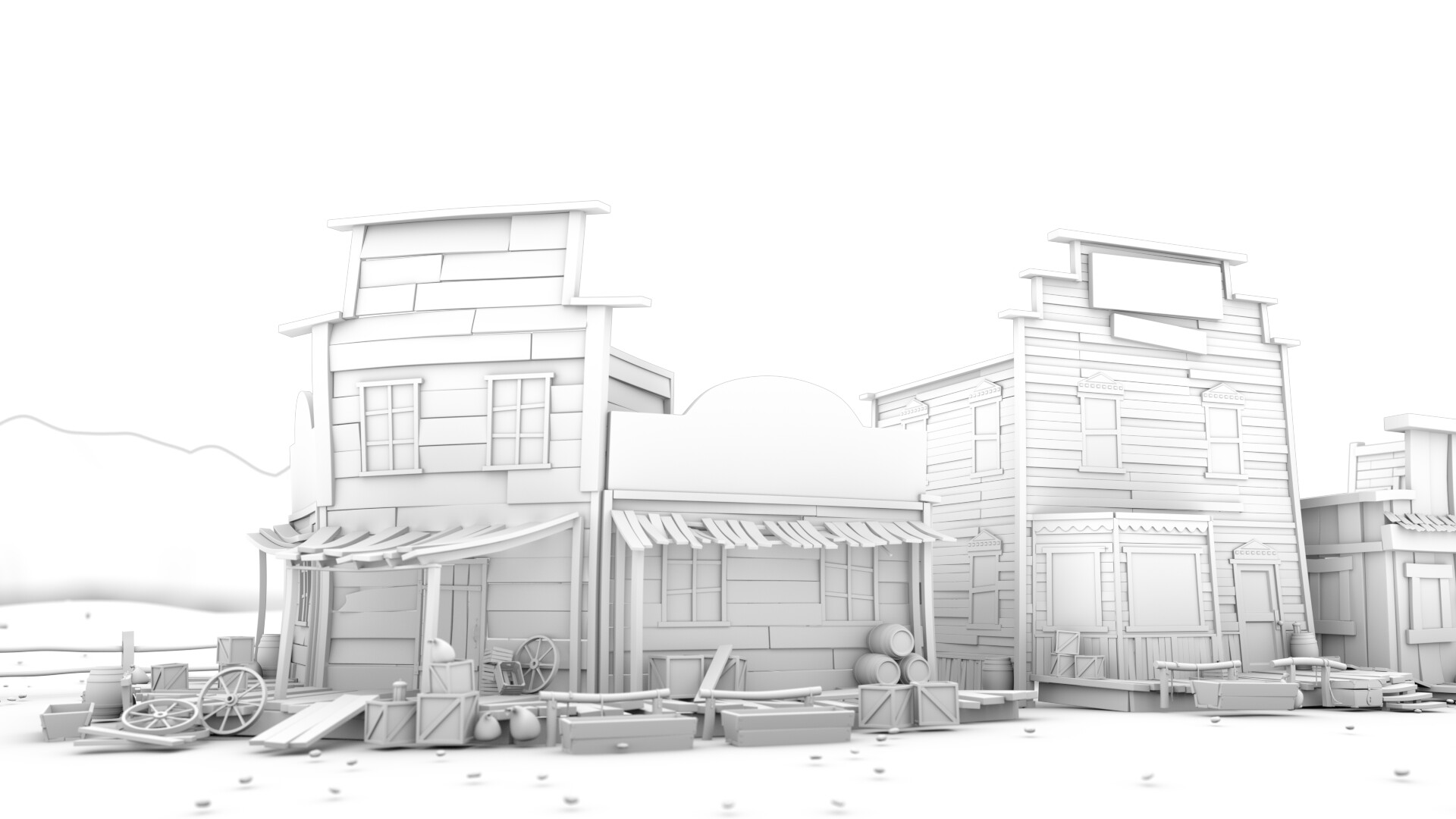 Old West Town Drawing