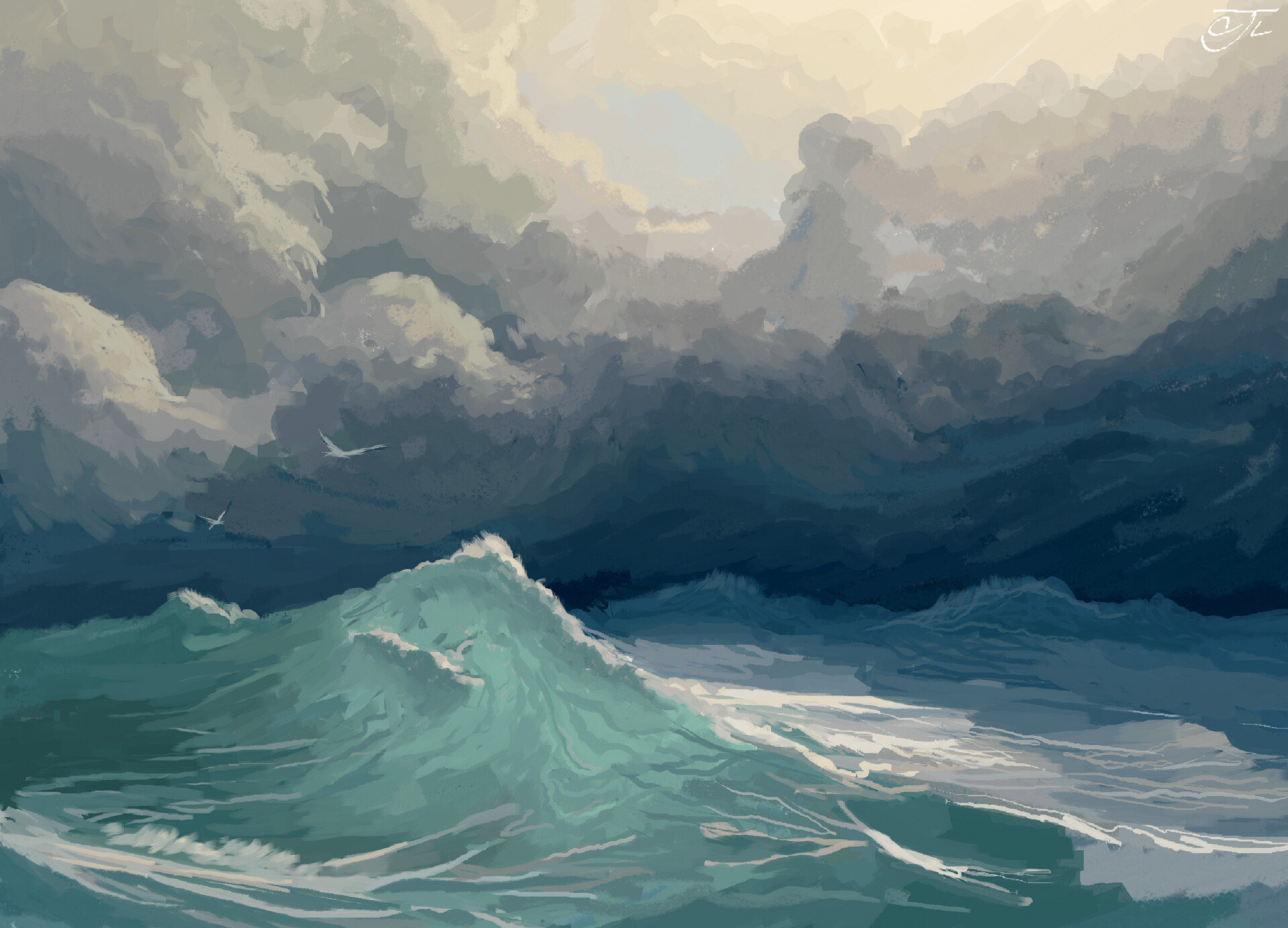 ArtStation - MS Paint - Aivazovsky's Waves study