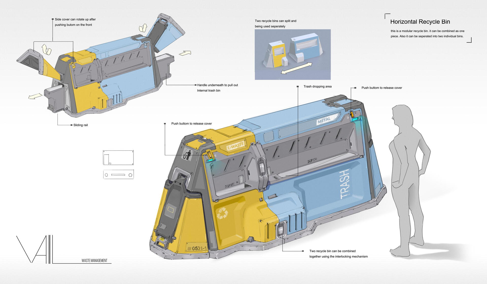 ArtStation - VAIL Waste Management product-Modular trash bin
